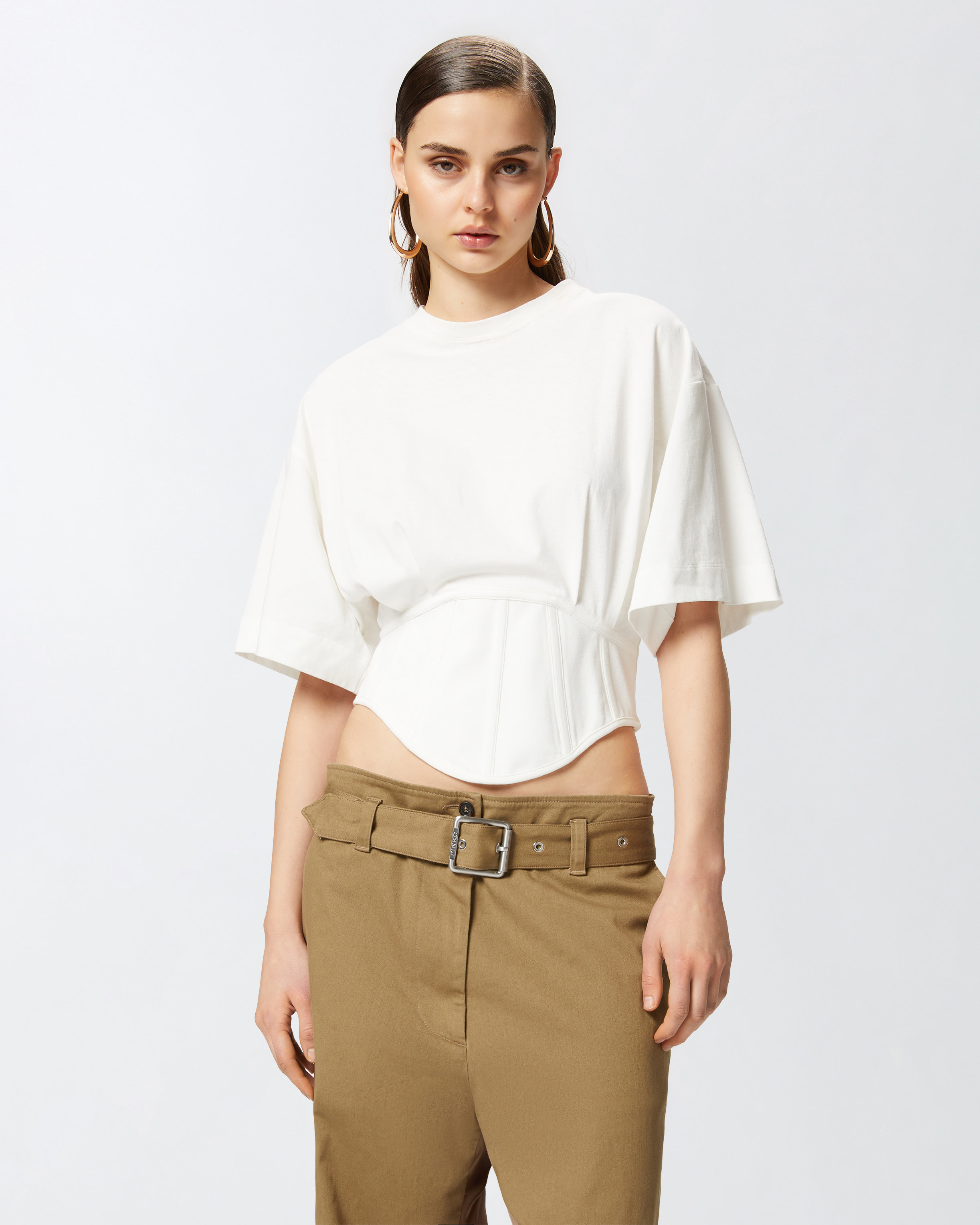 T-shirt court façon corset Blanc Pinko - Femme 104948_A2HZ_Z04_XXS ...