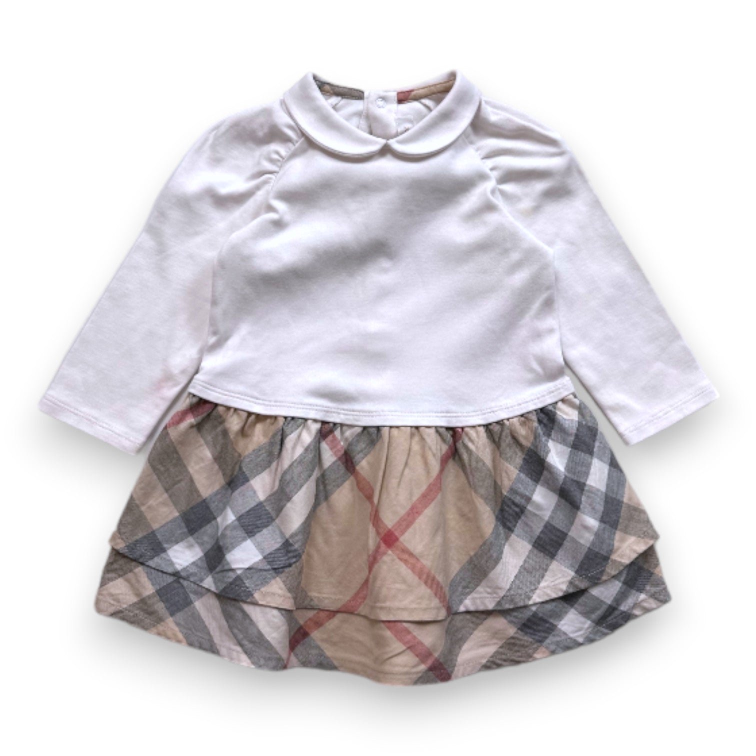 Robe Blanche Et Check Burberry - 12 Mois Blanc Burberry - Seconde Main ...