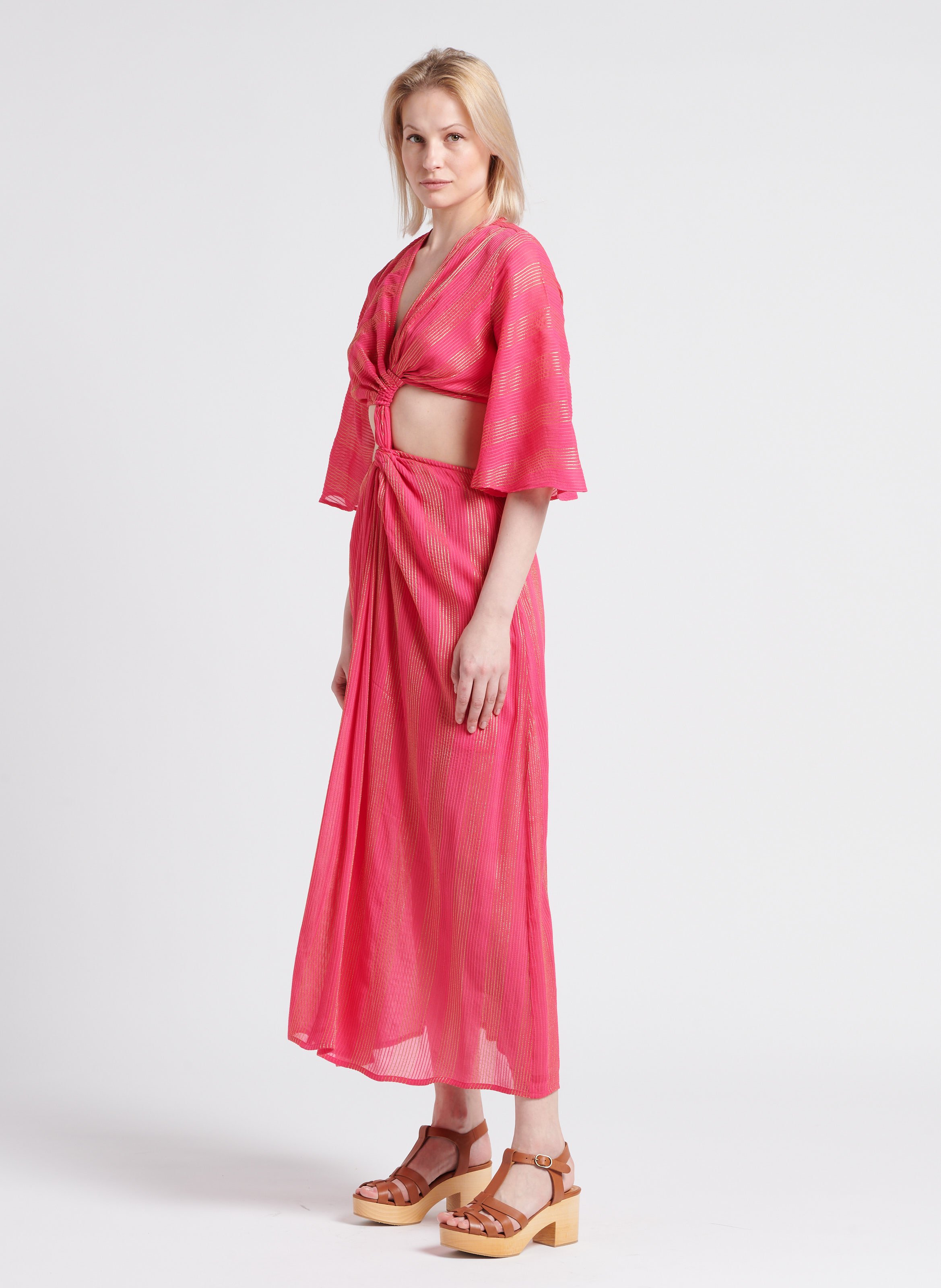 Long V-neck Dress With Cut-outs Antigua Raspberry Sundress - Women ...