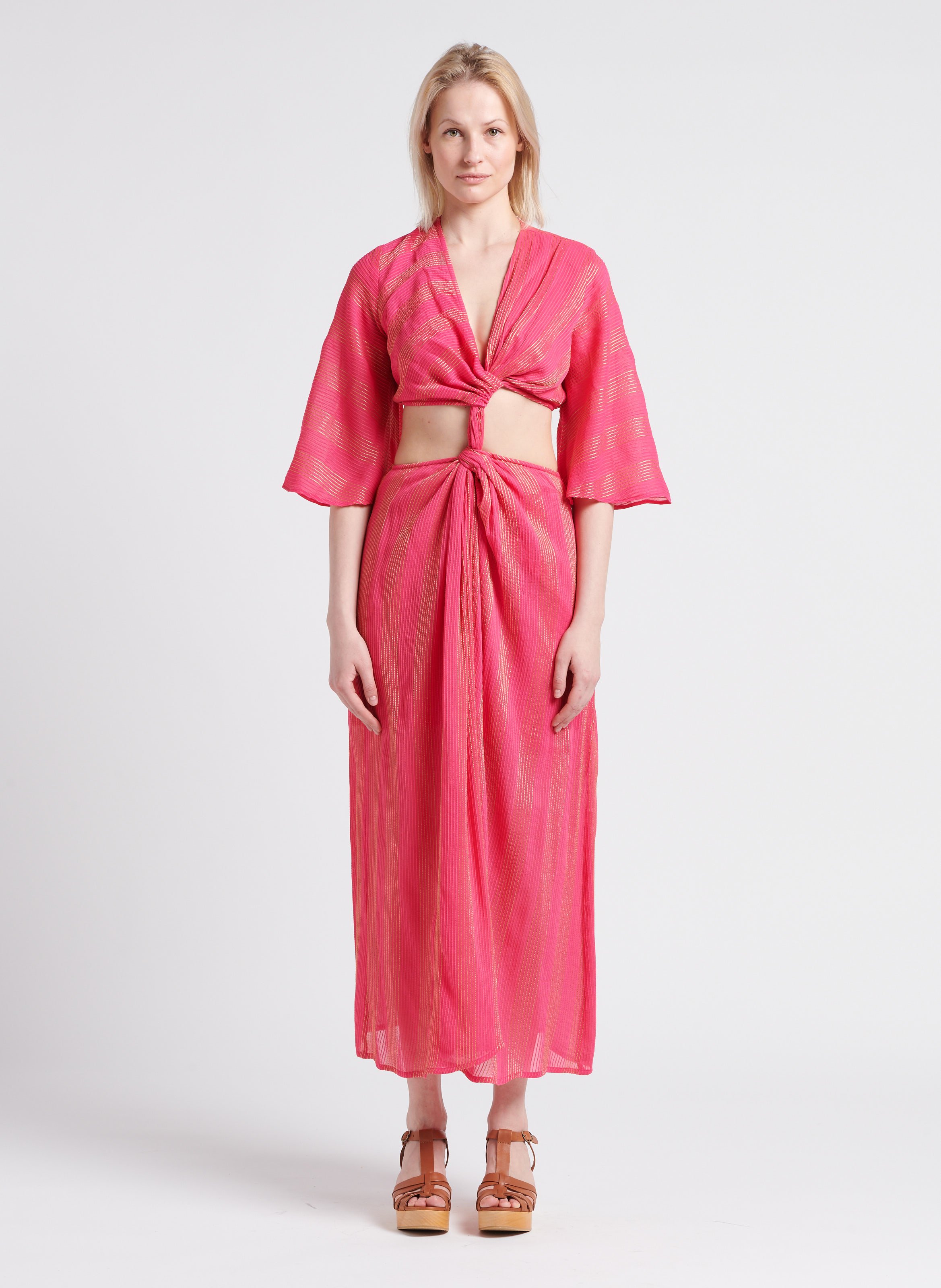 Long V-neck Dress With Cut-outs Antigua Raspberry Sundress - Women ...