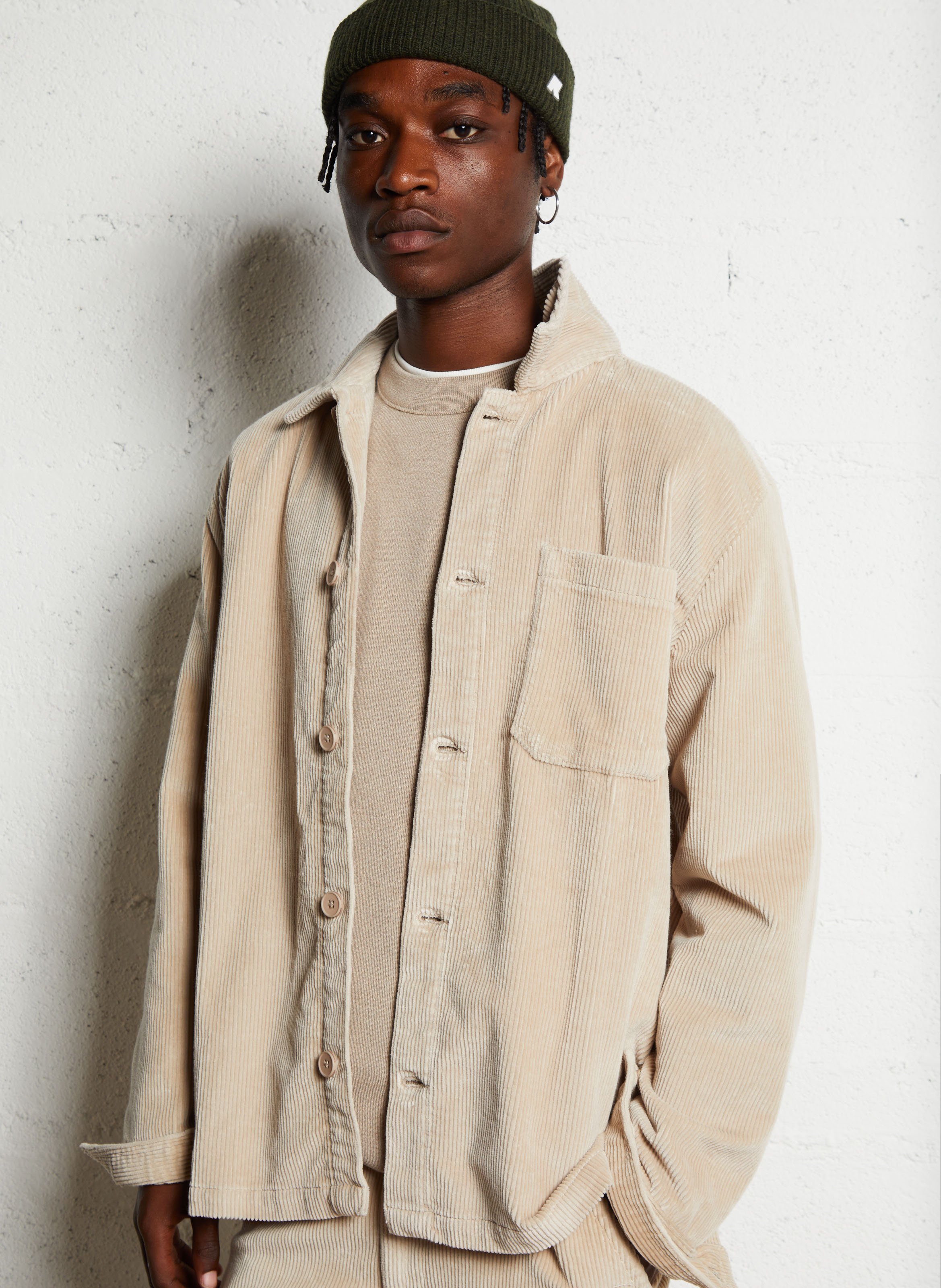 Jacket with classic collar in organic cotton Light feather gray ...