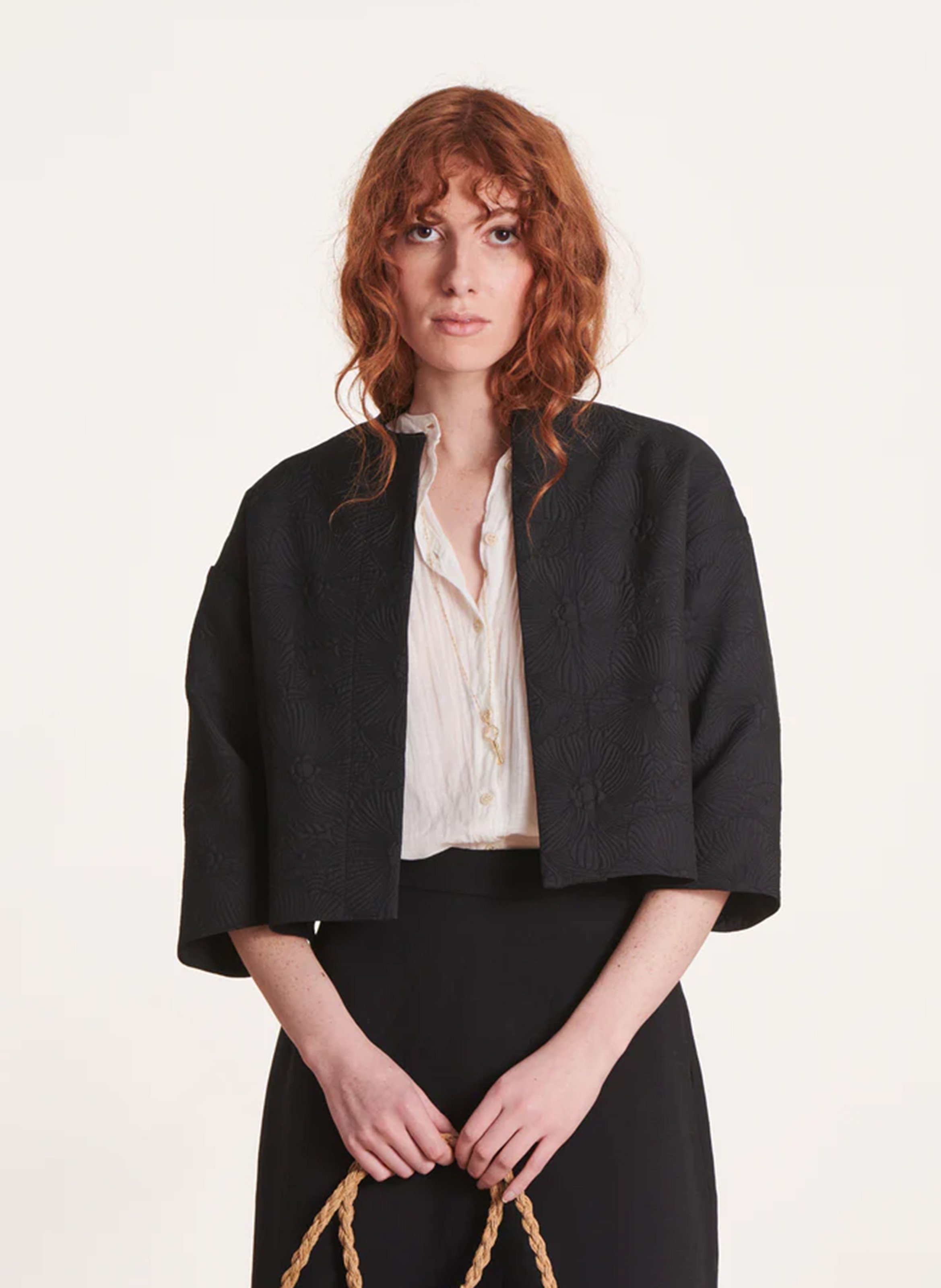 Straight cut jacket with long sleeves Noir La Fee Maraboutee - Women FJ ...