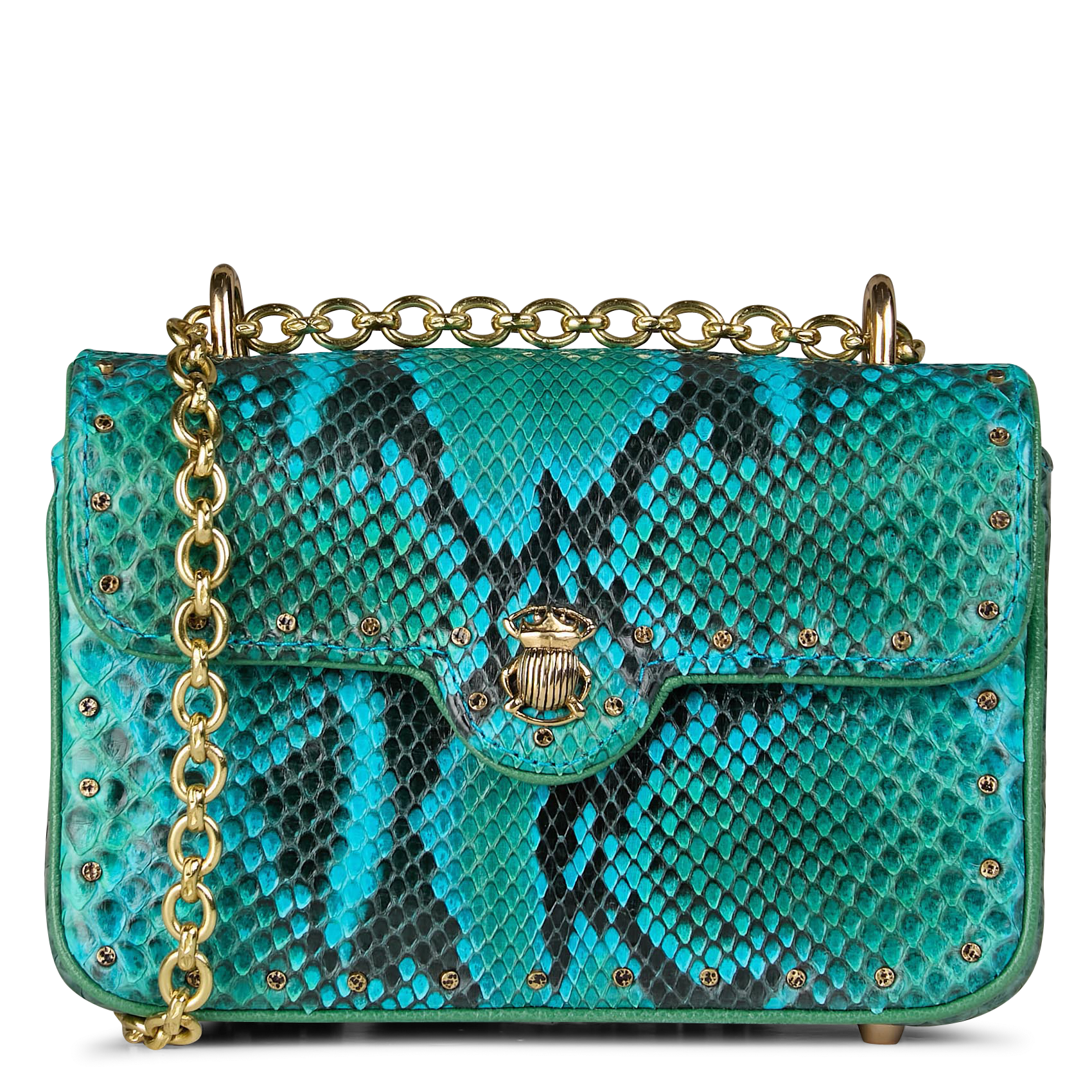 Kleine, Leren Schoudertas Met Slangenmotief Python Prairie Avec Rivets ...