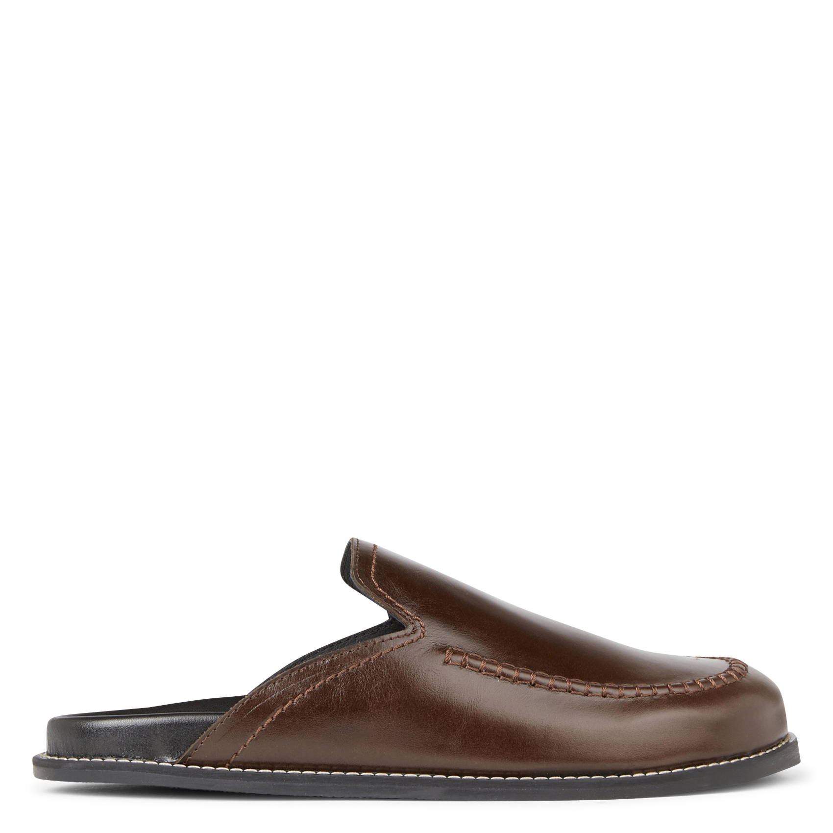 Flat Leather Clogs Coffee Leather Sessun - Women - FERGUS-01111-COFFEE ...