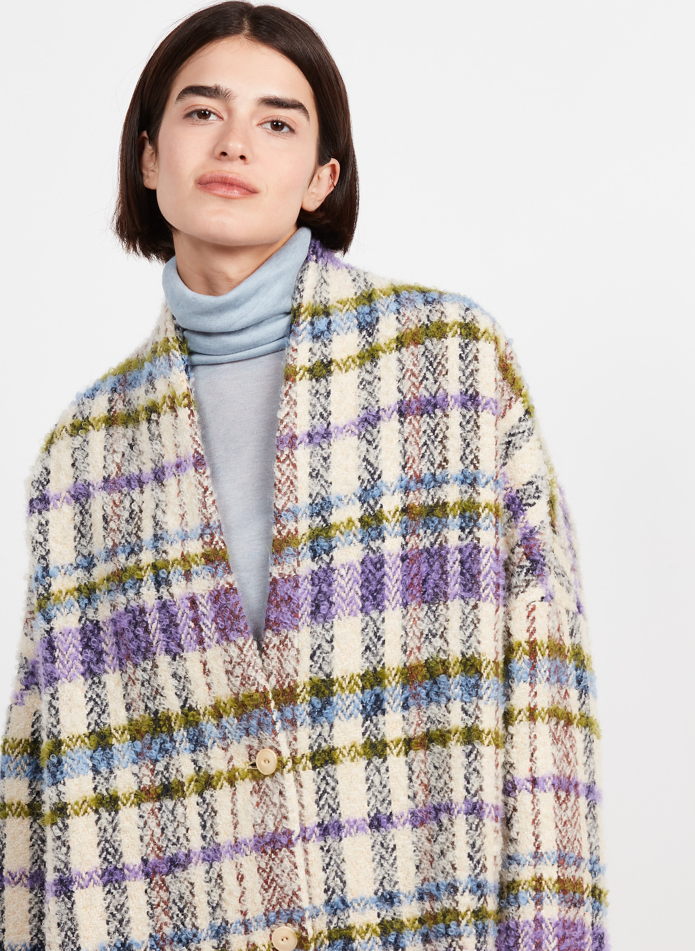 Long Checked Coat Lavande Bella Jones - Women | Place des Tendances