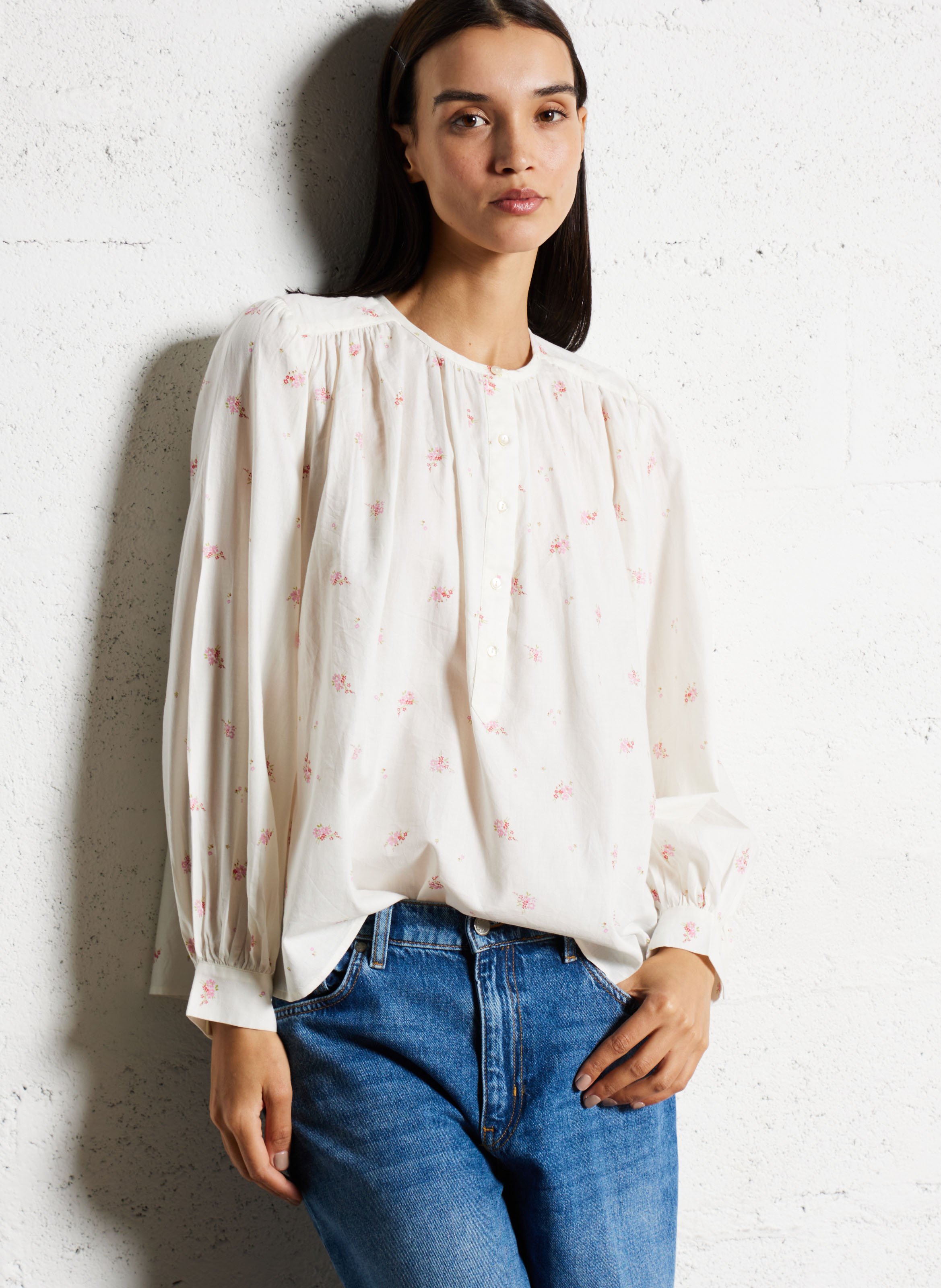 Chemise col rond en coton Roxane Alba Des Petits Hauts - Femme 1E250421 ...