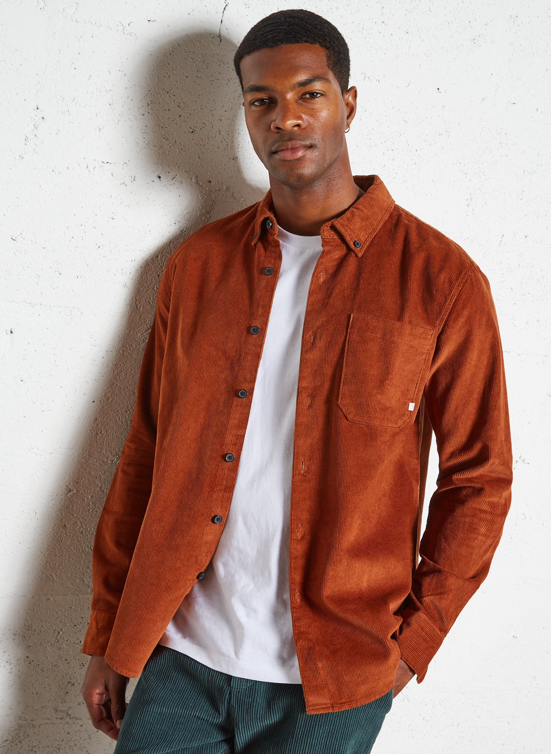 Straight corduroy shirt Teak Farah - Men F4WFE035 | Place des Tendances