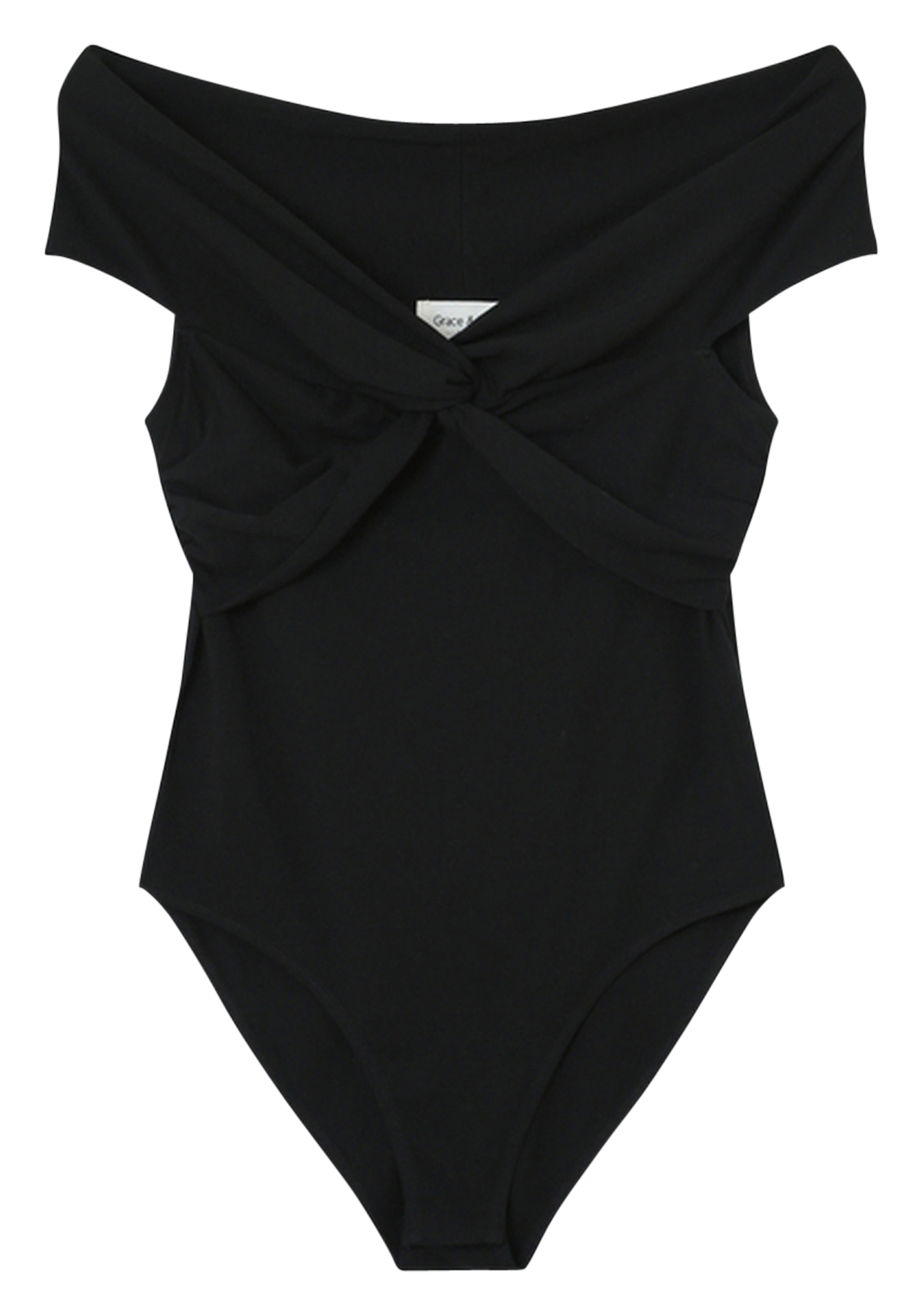 Body Ajustado Con Cuello Cruzado Drapeado Y Fruncido Noir Grace Et Mila ...