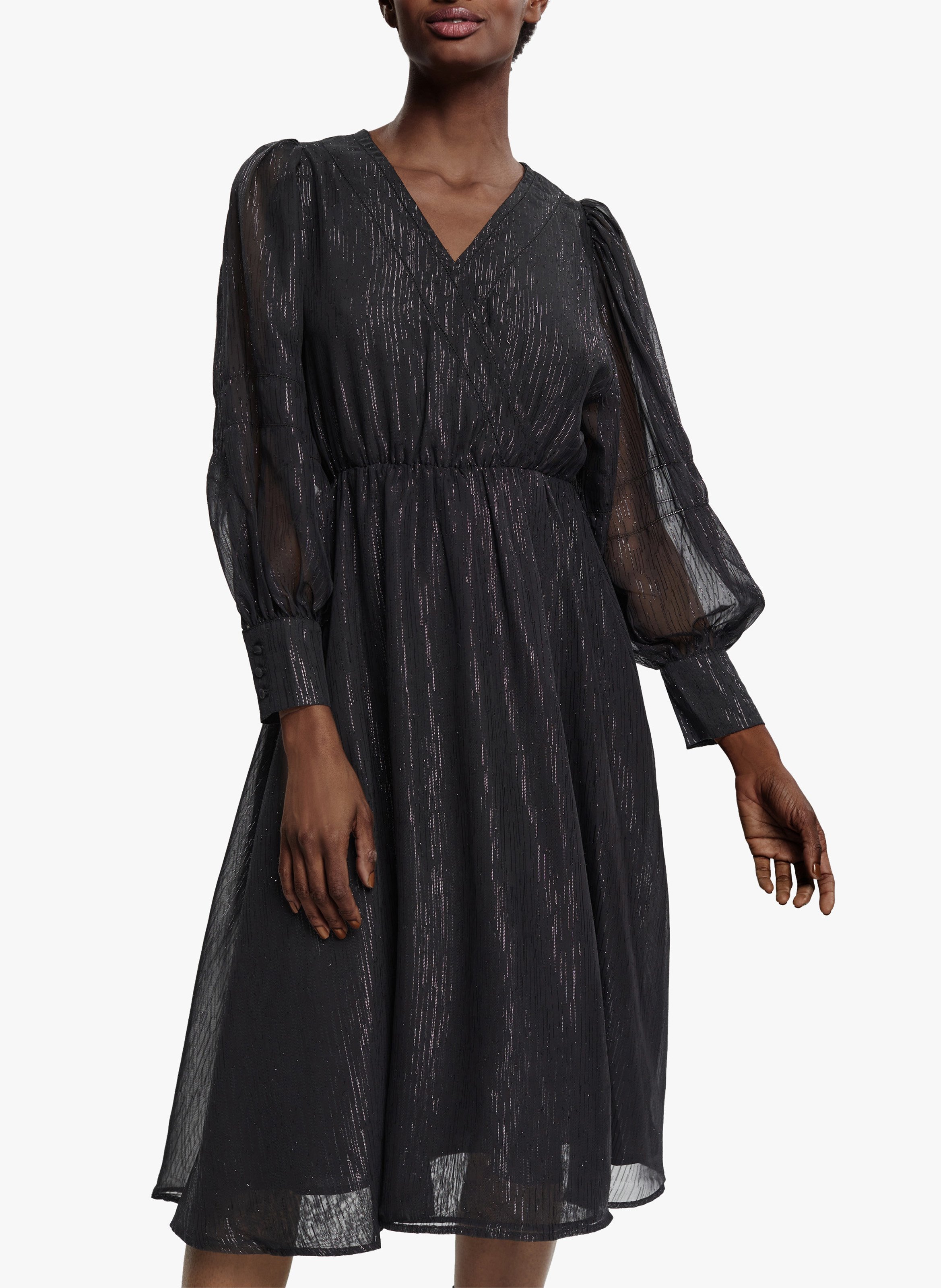 Sparkly Chiffon Wrap Dress Black Esprit - Women | Place des Tendances