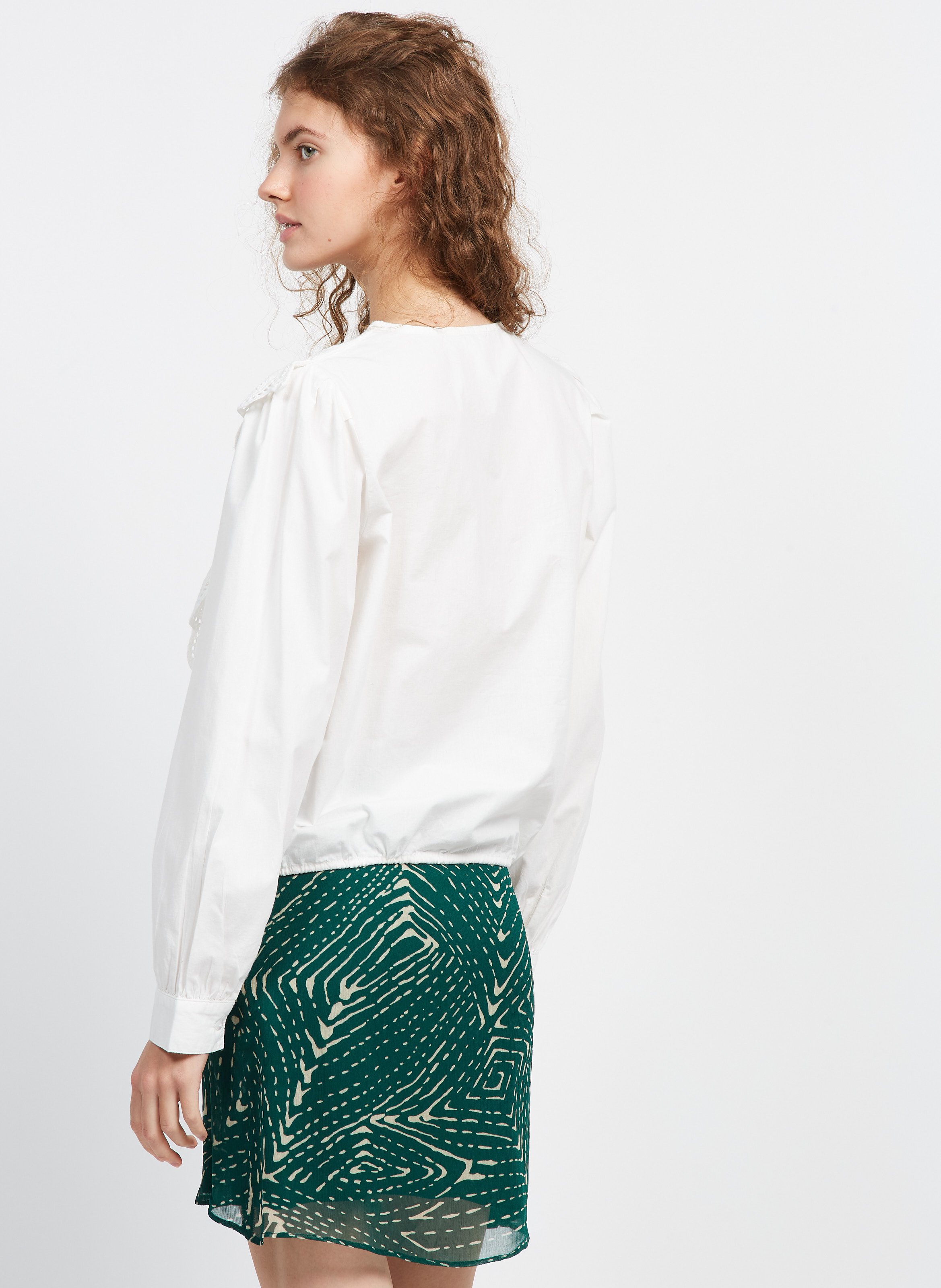 Embroidered Cotton Blouse With V-neck Cloud Dancer Object - Women ...