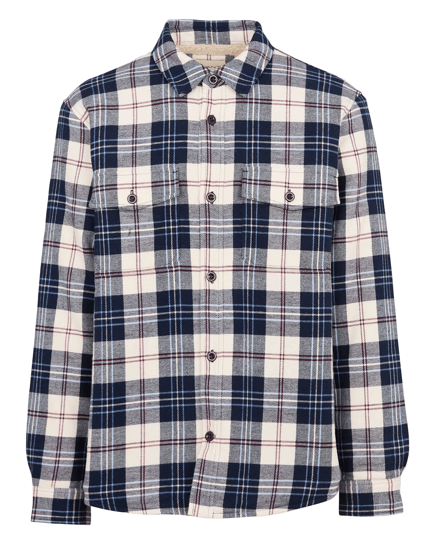 Checked Cotton Blend Overshirt Bleu Nuit Gant - Men - 3250006-433-BLEU ...