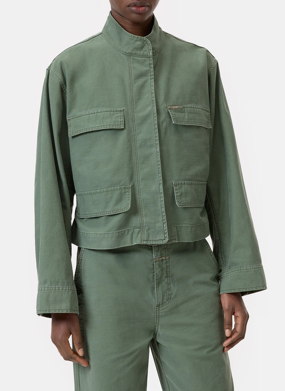 Buttoned straight short jacket Matcha green Closed - Women C97770-50K ...