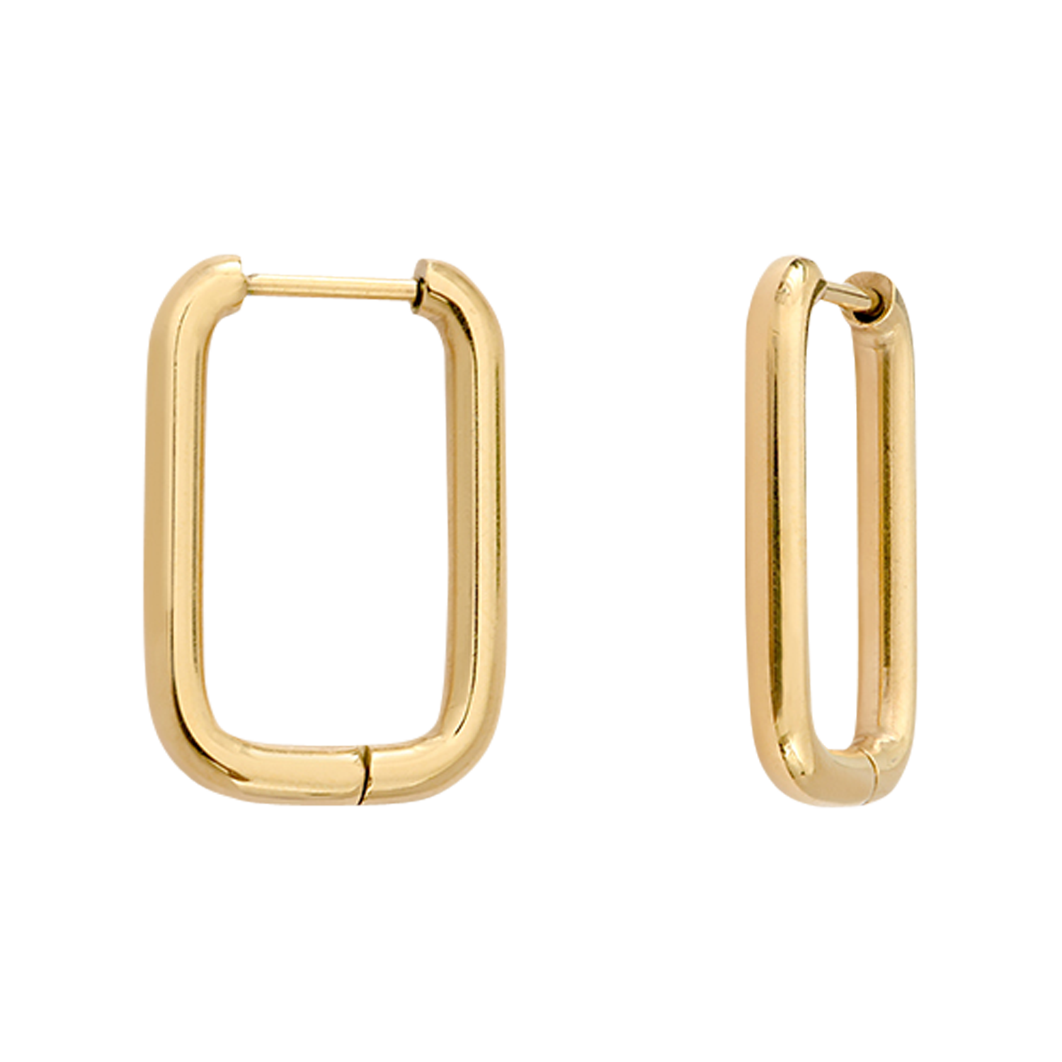 Créoles rectangulaires en acier inoxydable Simon Dore Caroline Najman ...