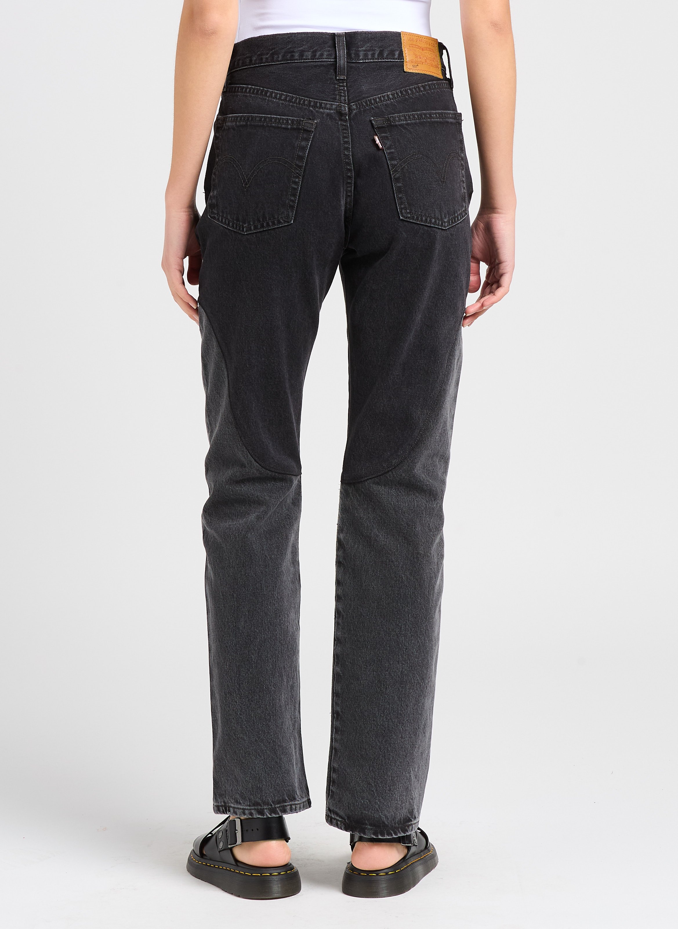 Black High waisted straight leg cotton jeans