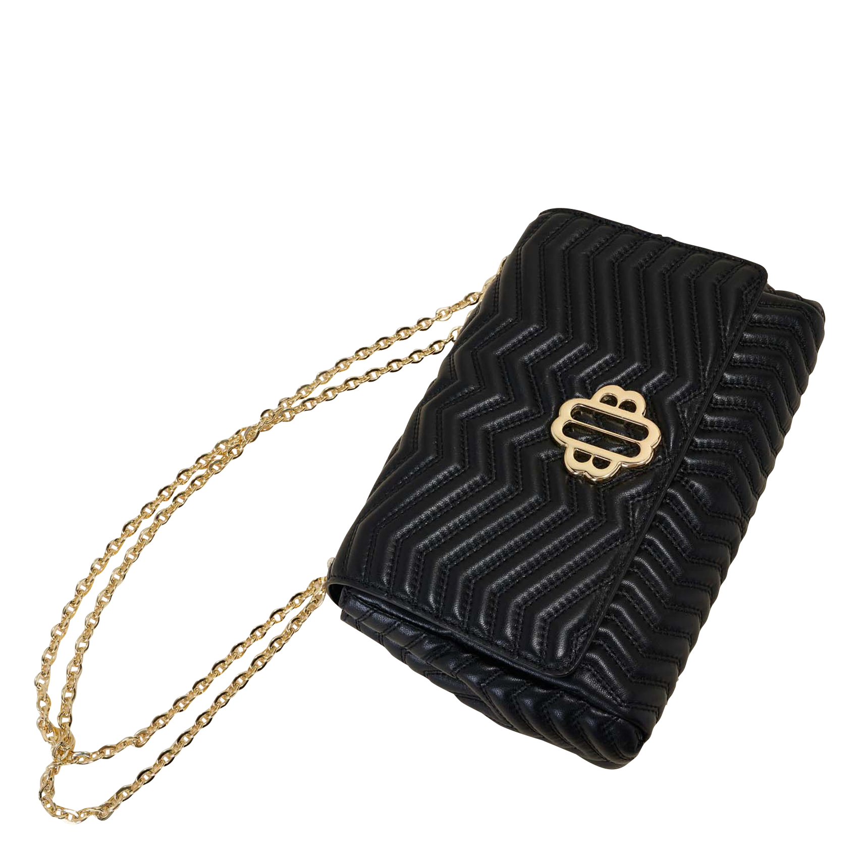 Gewatteerde, Leren Tas Met Ketting Noir Maje - Dames | Place des Tendances