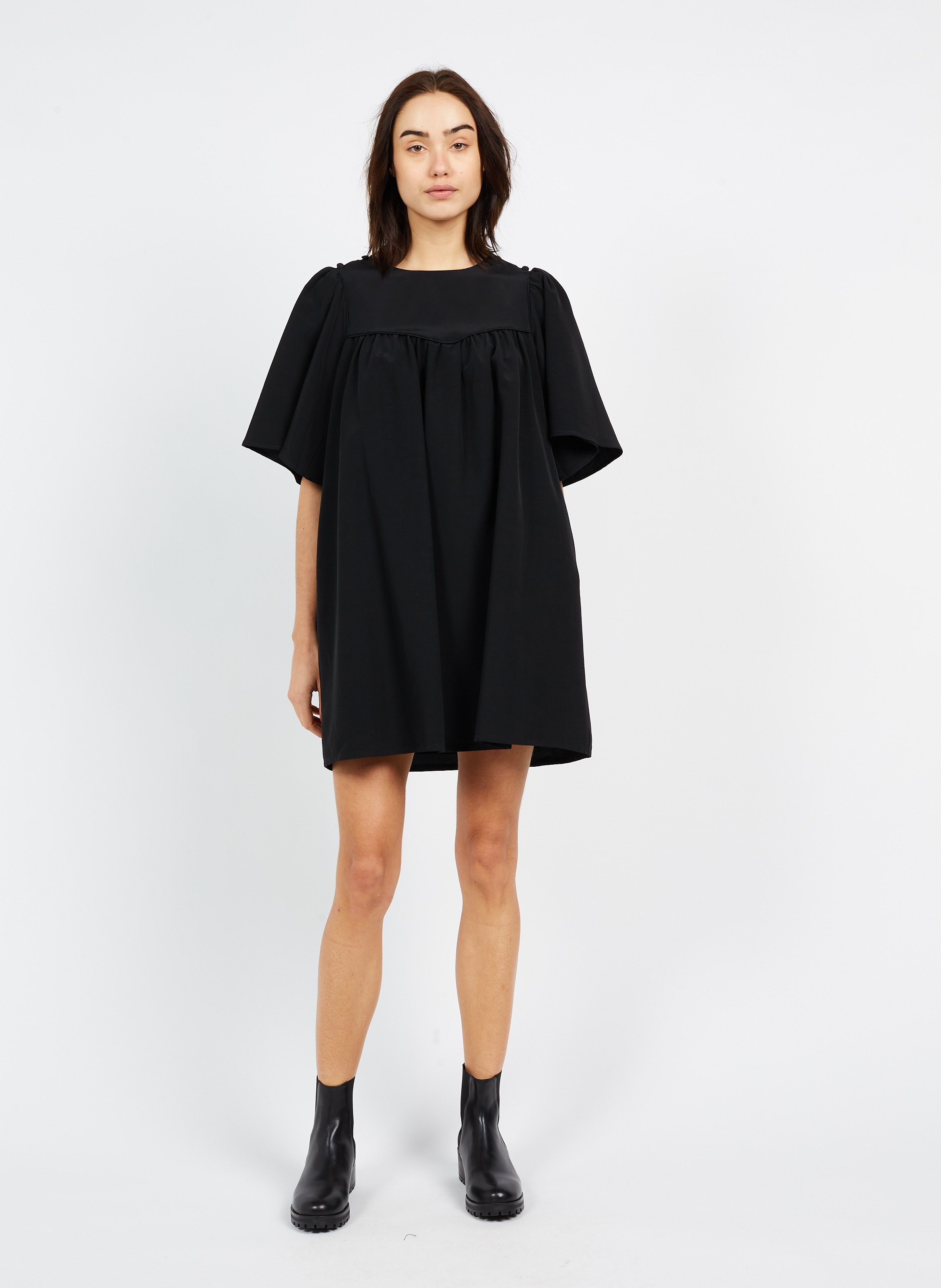Short Cotton-blend Dress Noir Rosae Paris - Women - LE CANDIDE-NOIR ...
