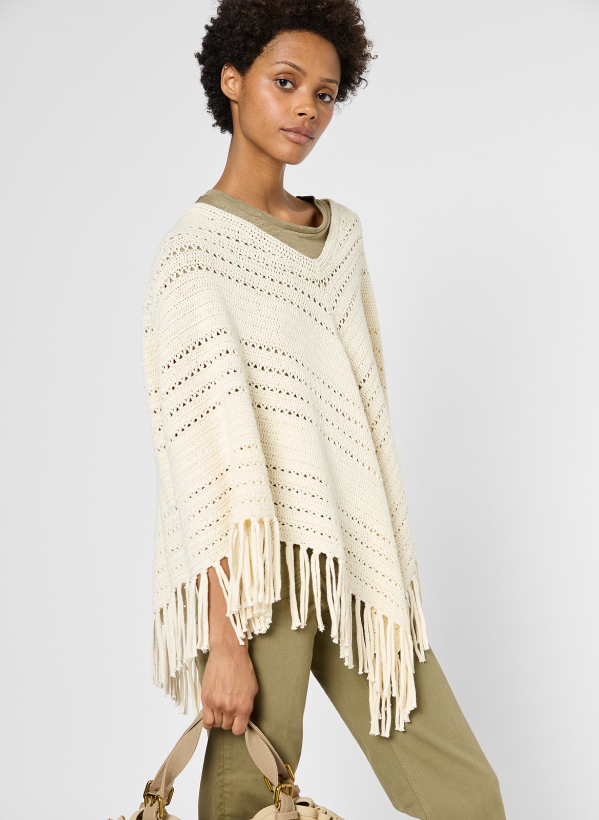 Cotton poncho Ecru Gerard Darel - Women DBU52B211 | Place des Tendances