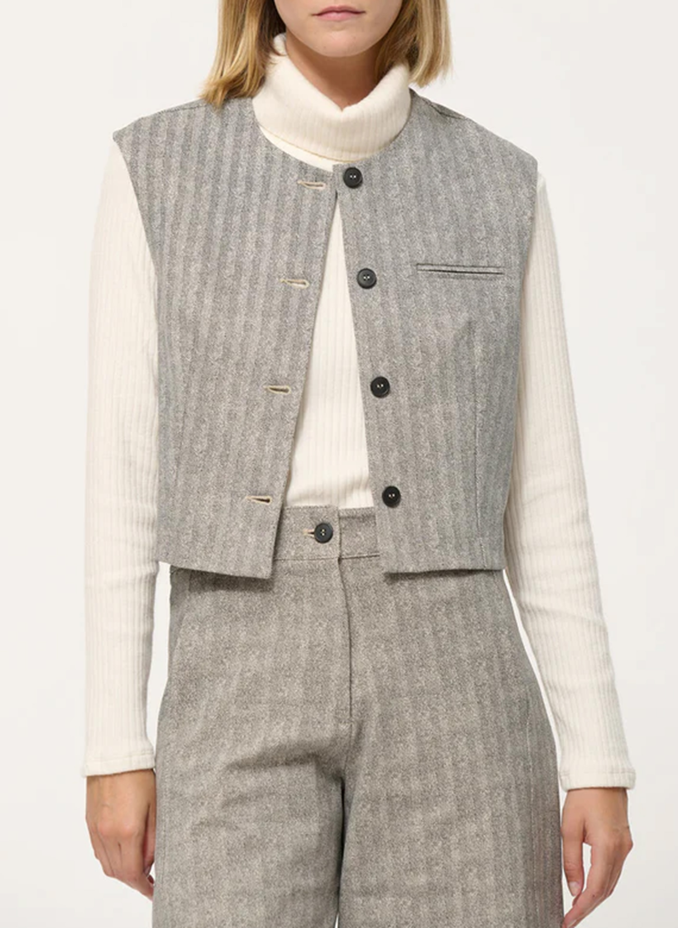 Short Chevron Print Suit Vest Sable Humility - Women - Europe