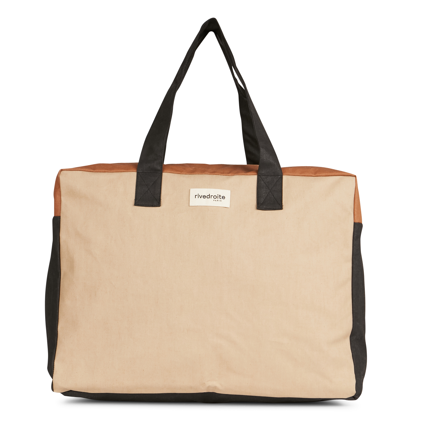 Recycled Cotton Travel Bag Beige-tobacco-black Rive Droite Paris ...