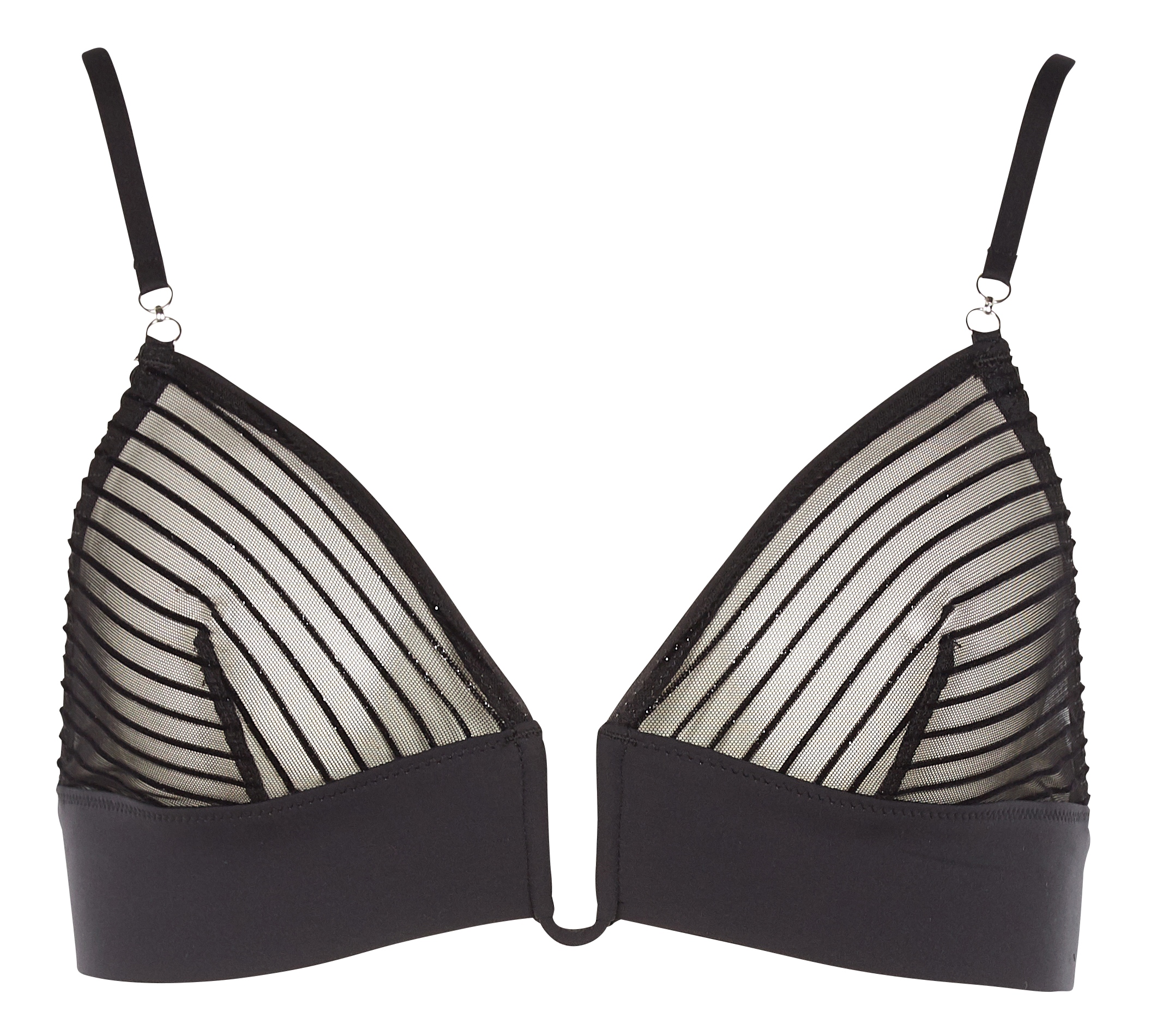 Flocked Tulle Triangle Bra Black Icone - Women | Place des Tendances