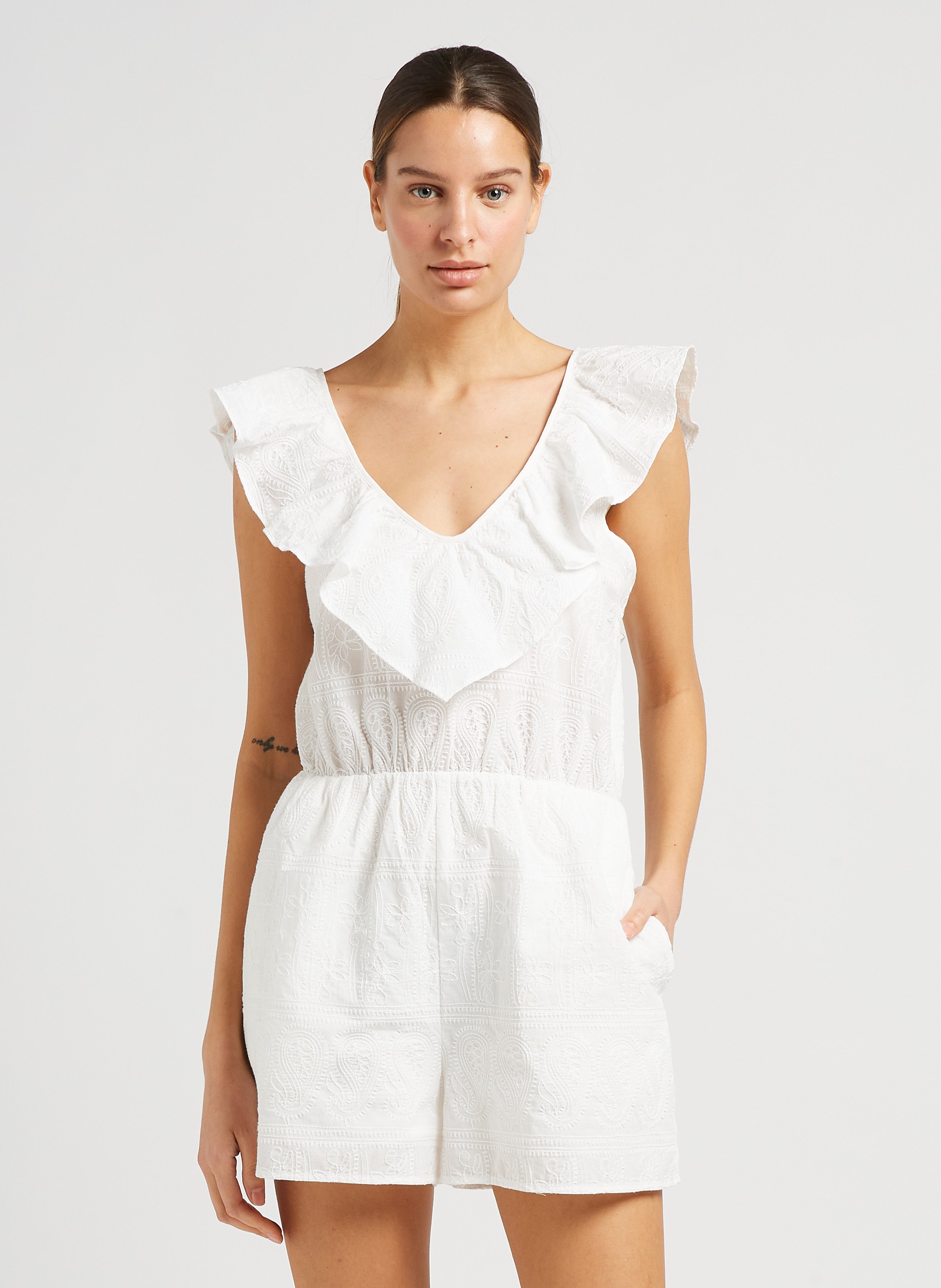 Embroidered Cotton Playsuit Optical Marie Sixtine - Women | Place des ...