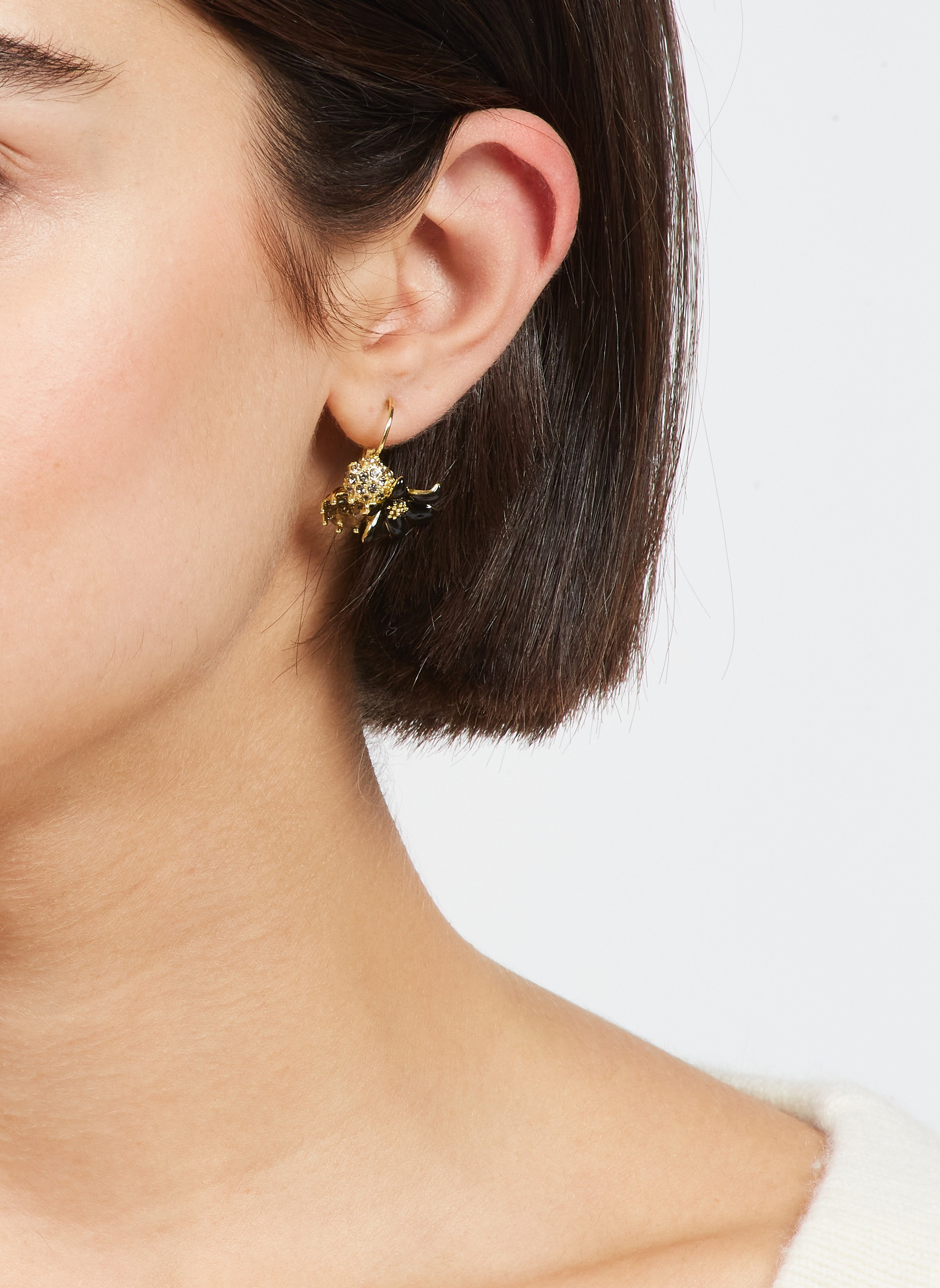 Sleeper Earrings Noir Les Nereides - Women | Place des Tendances