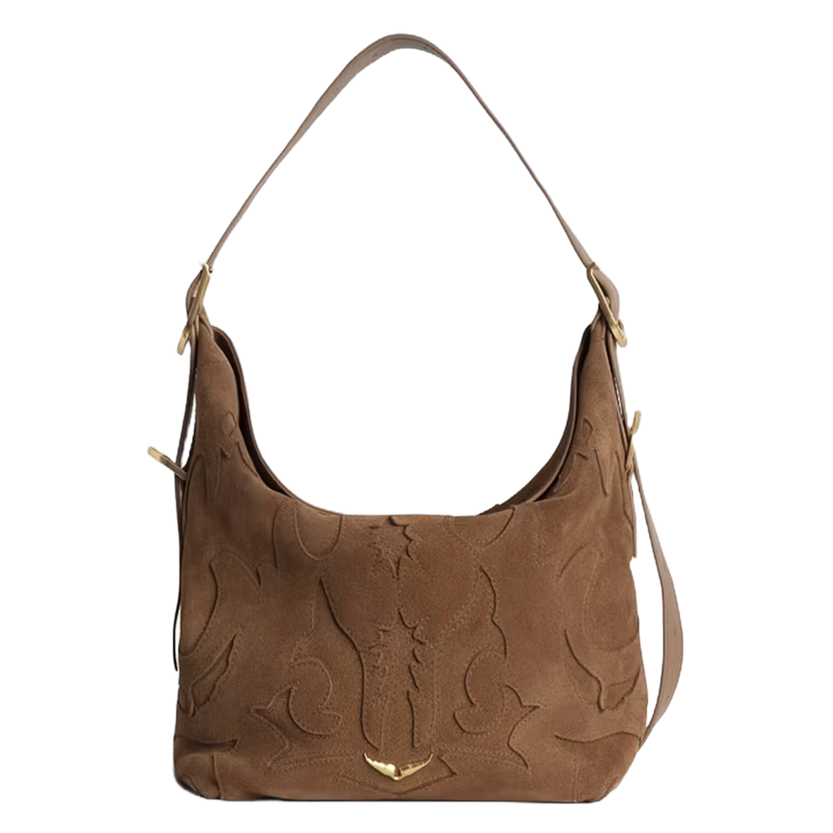 Suede leather shoulder bag Cognac Zadig&Voltaire - Women LWBA03924 ...