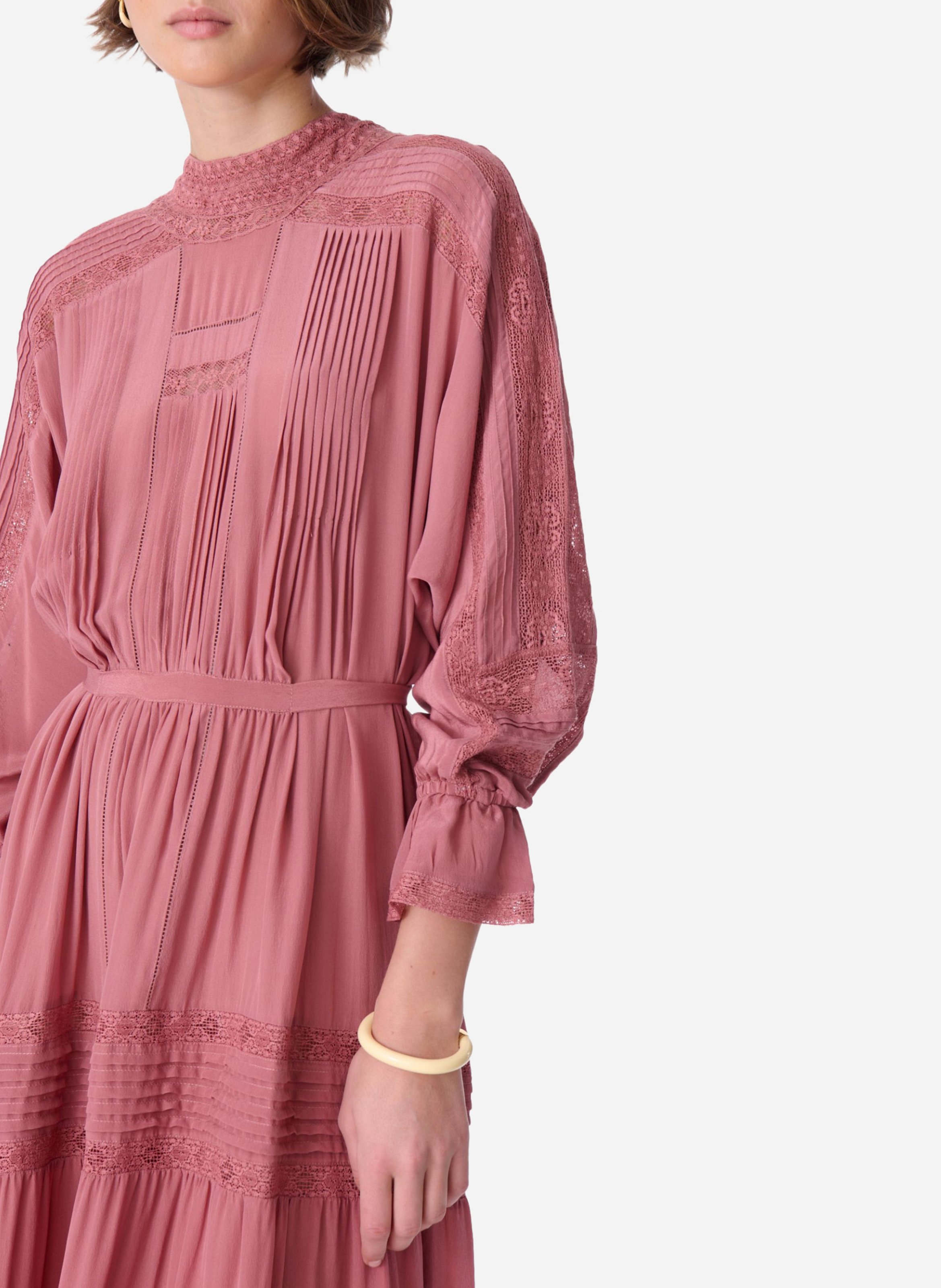 Long silk dress with lace details Blush Vanessa Bruno - Women 5EVA32 ...