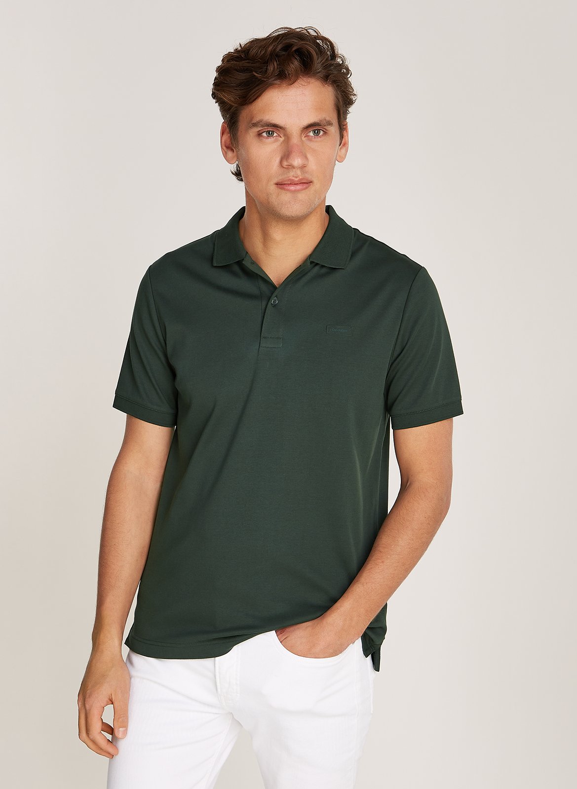 Cotton Polo Shirt Midnight Forest Calvin Klein - Men - K10K111657-M14 ...