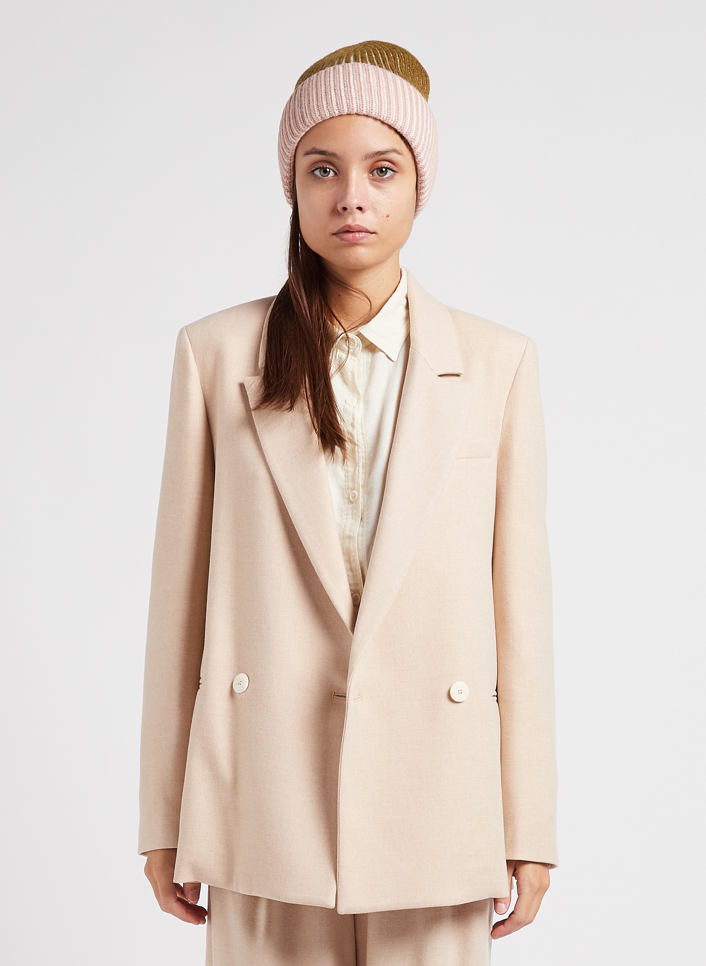 Straight-cut jacket with tailored collar Beige clair Pomandere - Women ...