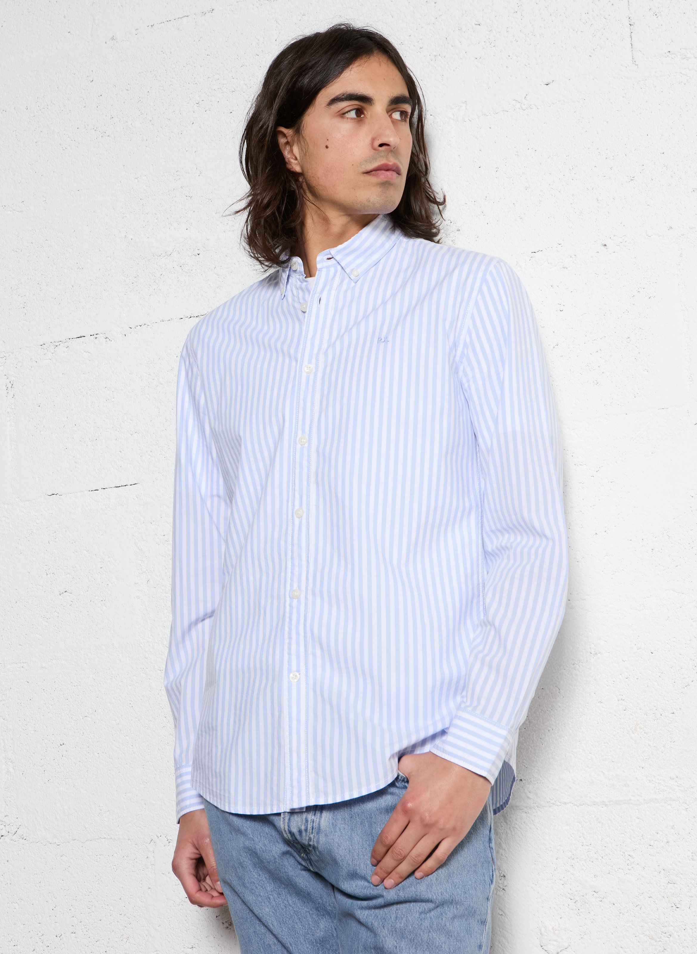 Buttoned striped decorated shirt with long sleeves Sterling blue Pepe ...