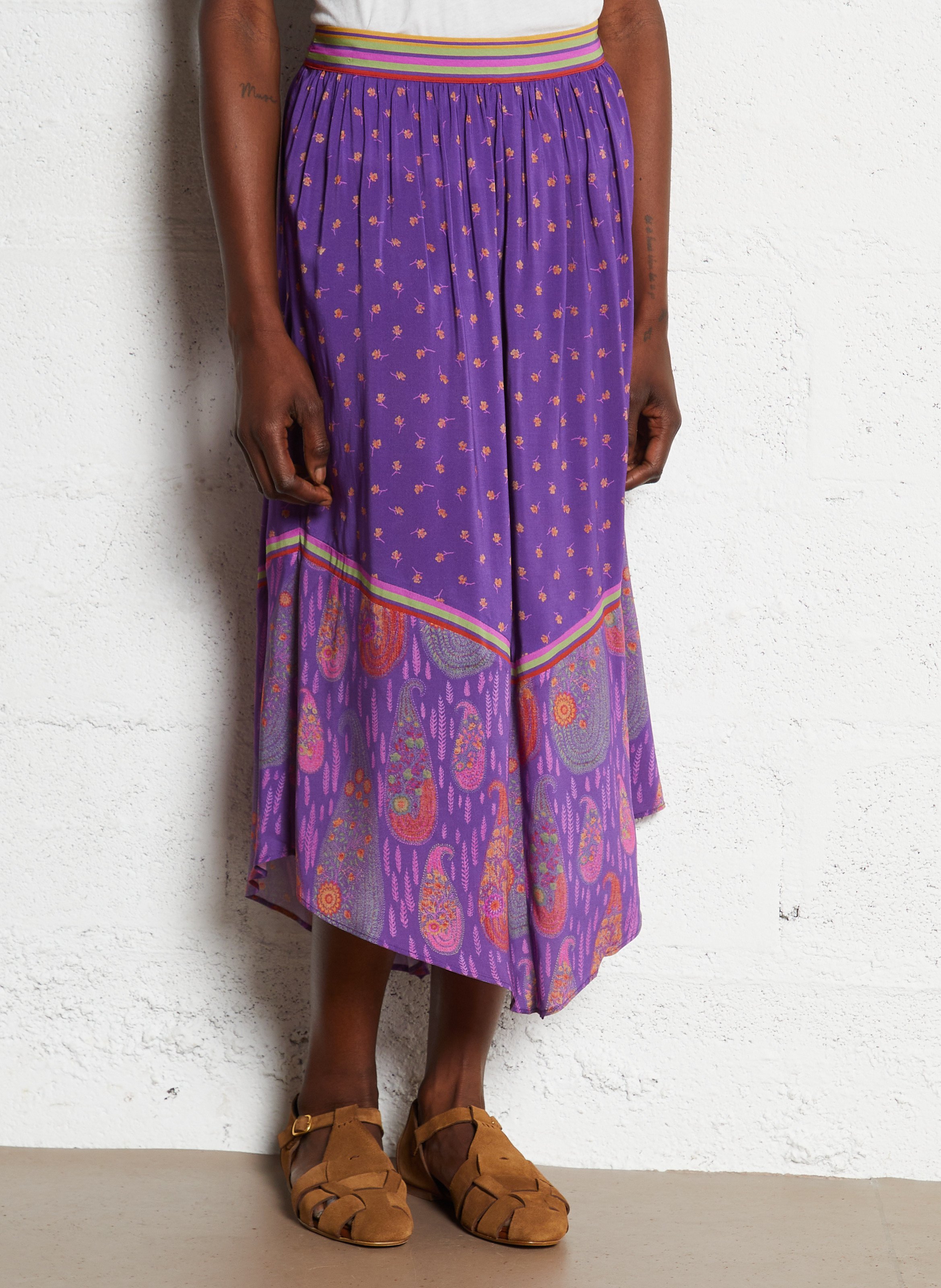 Jupe midi imprimée Lison Violet Ba&Sh - Femme 1E25LISO | Place des ...