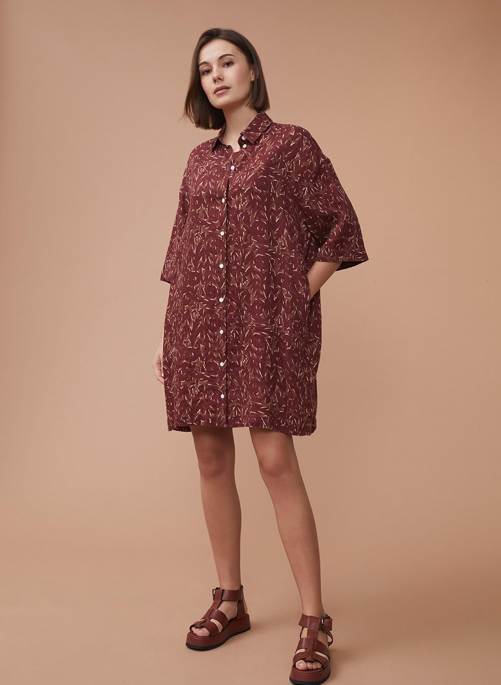 Loose-fit Linen Floral Print Midi Dress Camelia Harris Wilson - Women ...