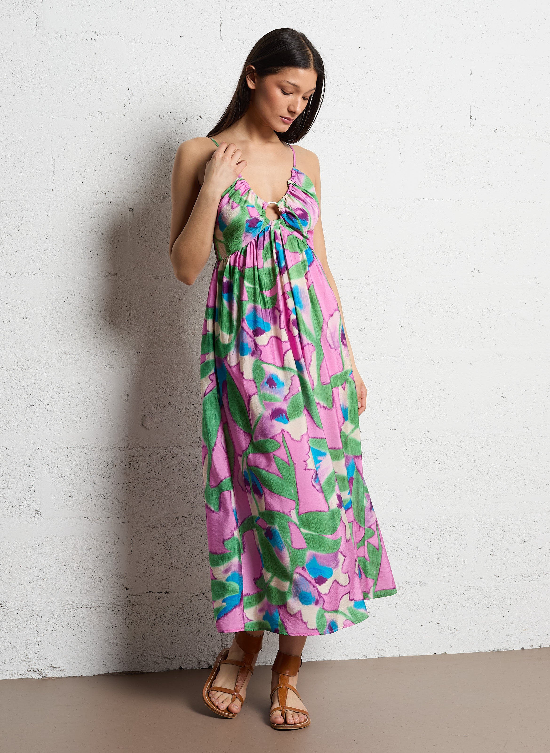 Dana long printed dress Rose The Korner - Women 25129050 | Place des ...