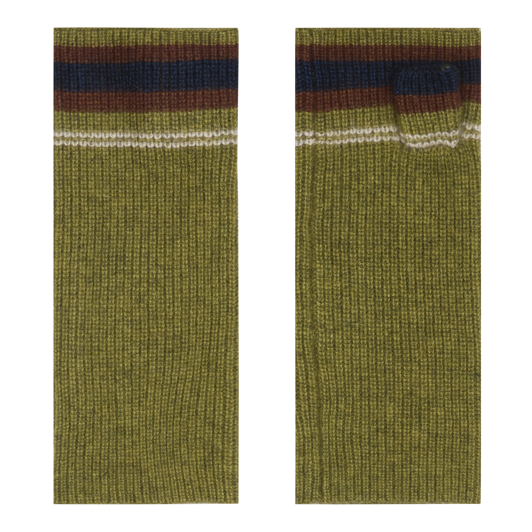 Striped Wool Blend Fingerless Gloves Moss Bella Jones - Women - LUCILLE ...