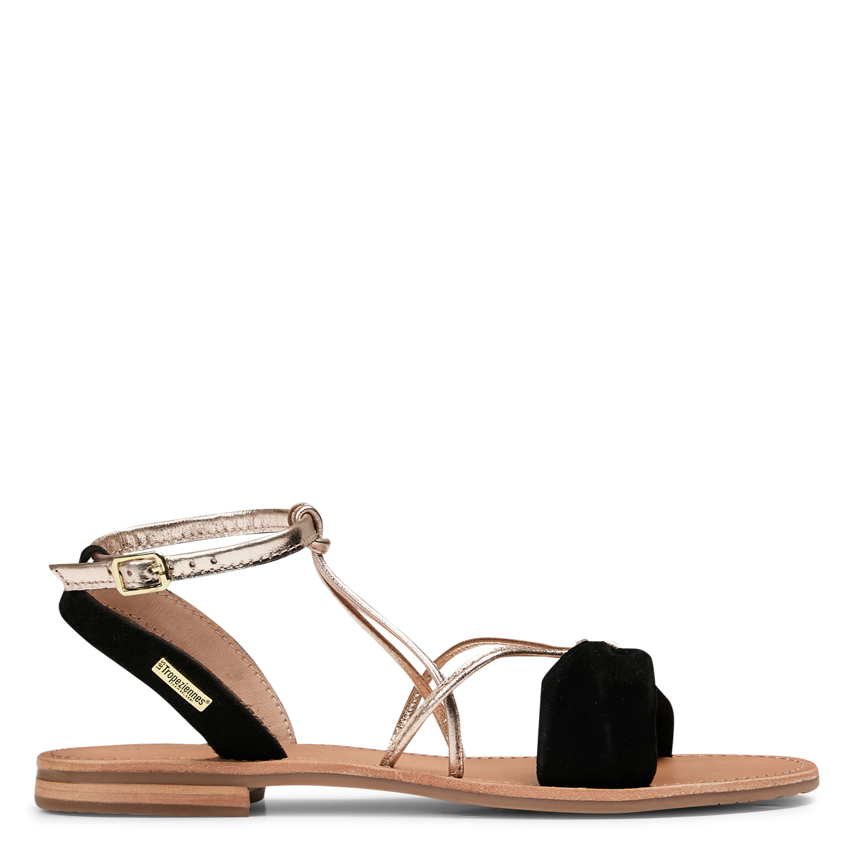 Platte sandalen met suède details Noir or Les Tropeziennes Par M ...