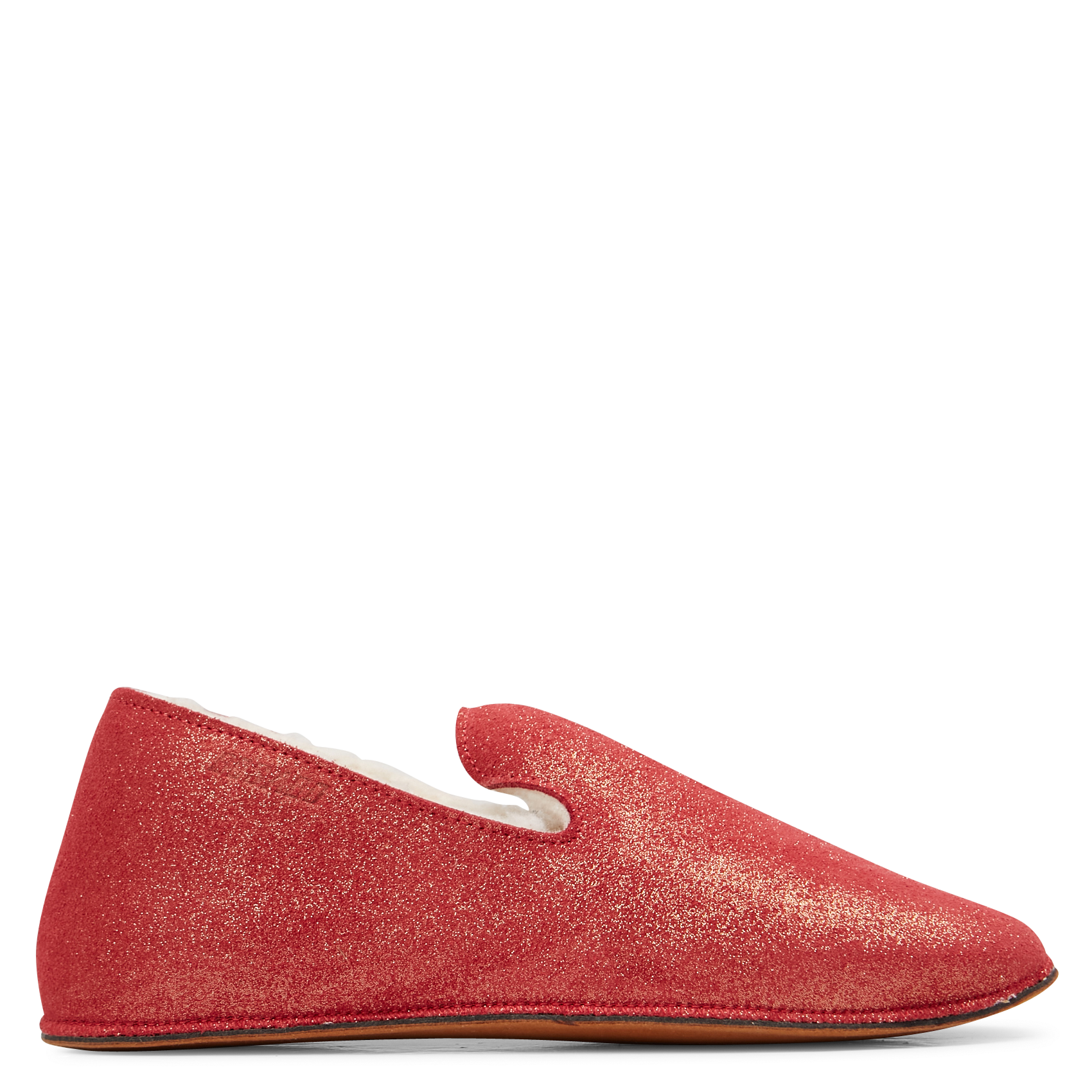 Fake fur-lined suede slippers Or rouge Bosabo - Women COCO 453 | Place ...
