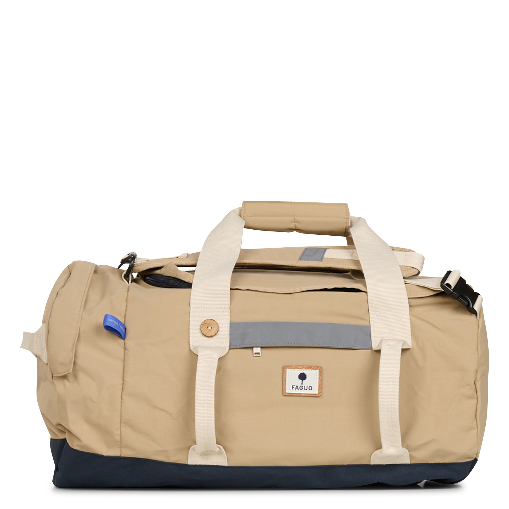 Grained faux leather travel bag Beige navy Faguo - Men S25LU0907 ...