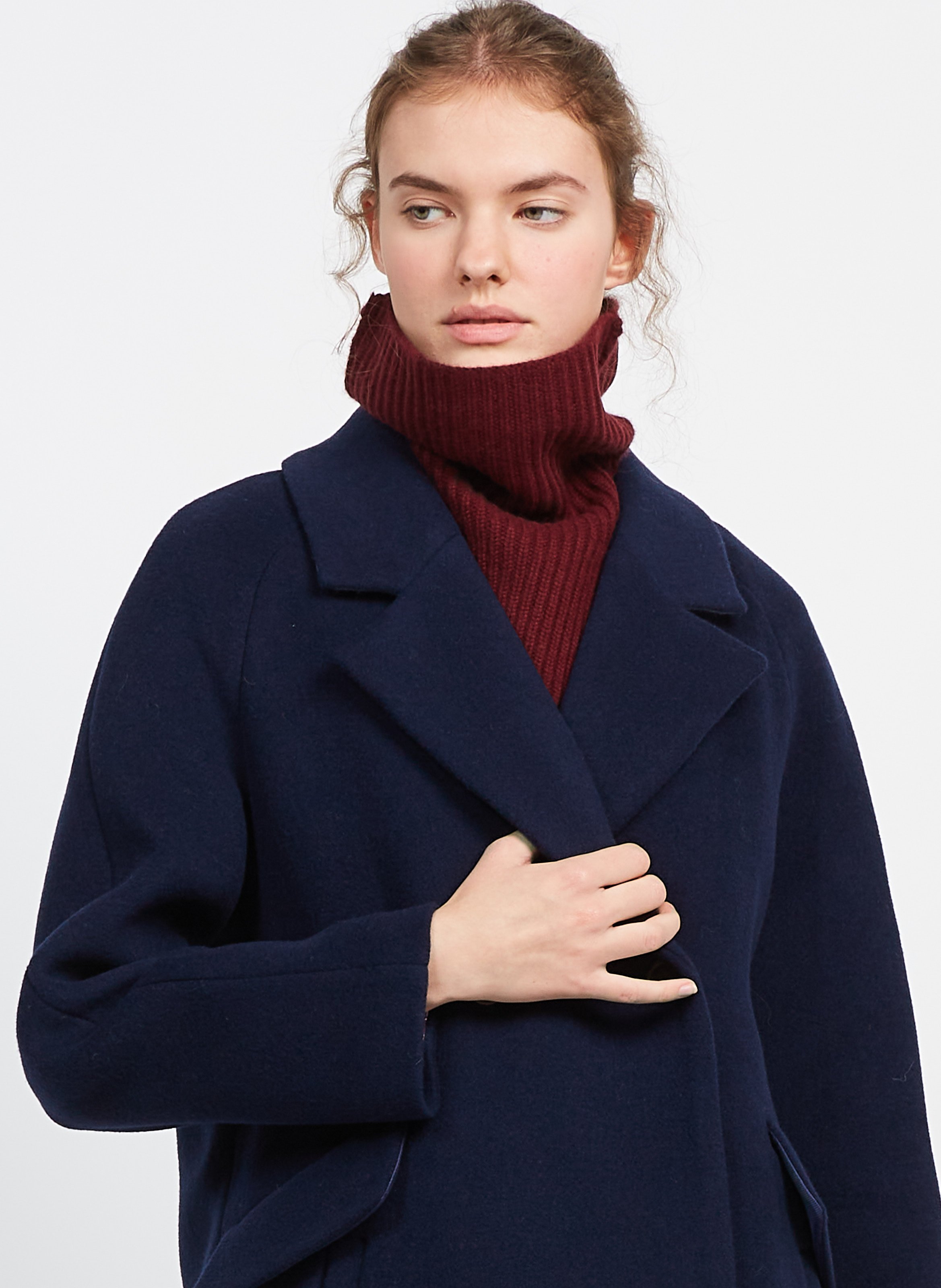 Afneembare Col Van Kasjmier Bordeaux Koon - Dames | Place des Tendances