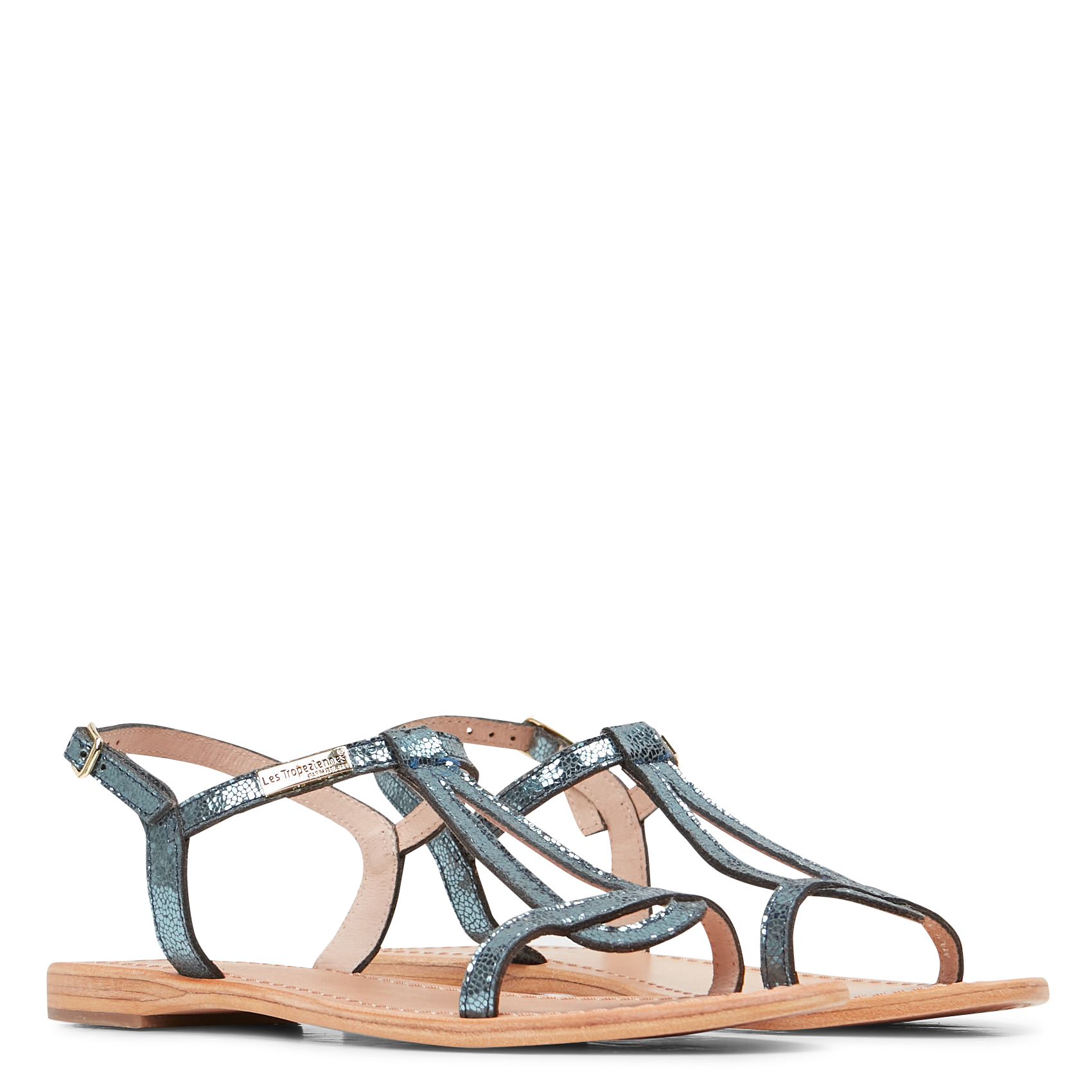 Glanzende, Leren, Platte Sandalen Marine Metaliqu Les Tropeziennes Par ...