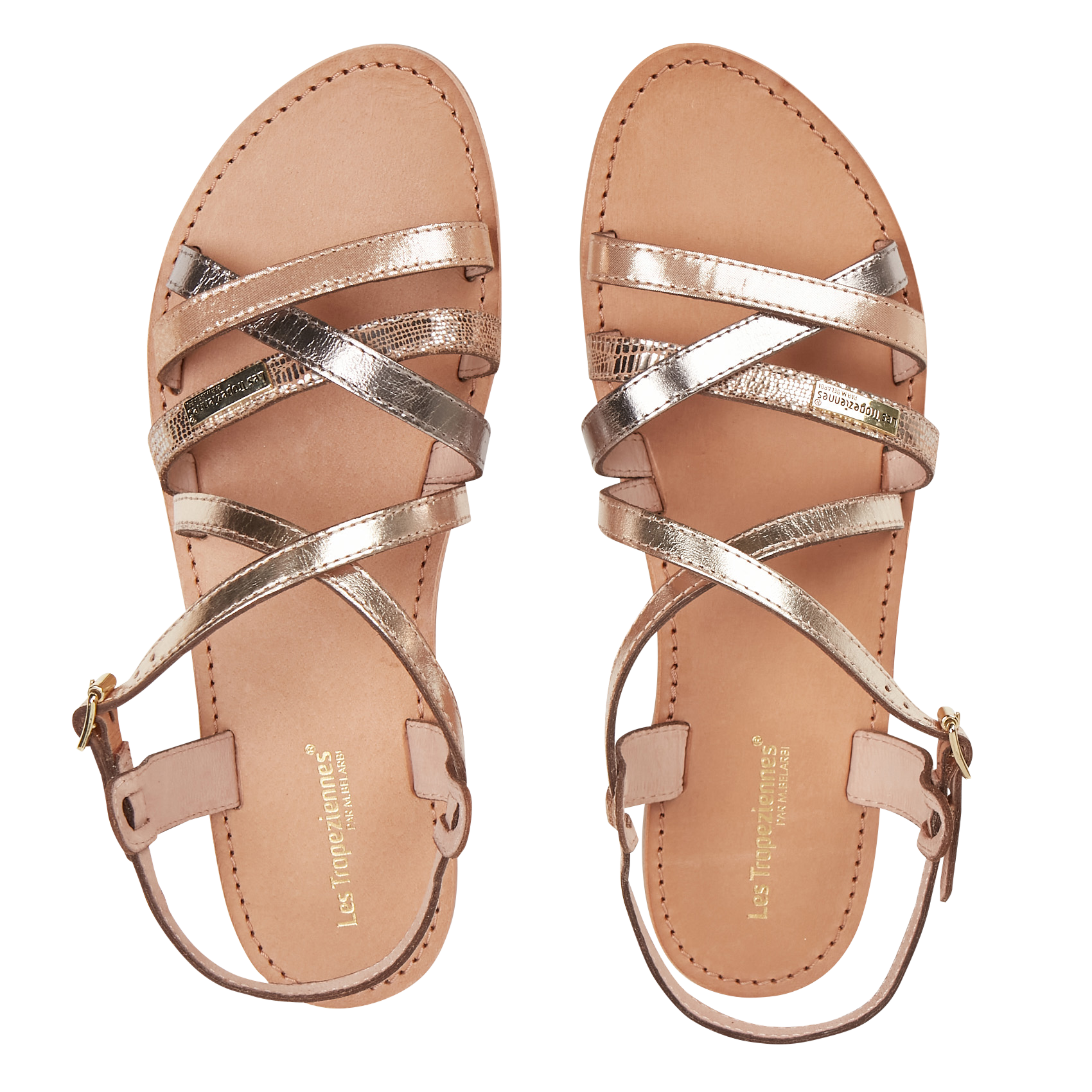 Flat Buffalo Leather Sandals Or-multi Les Tropeziennes Par M.belarbi ...