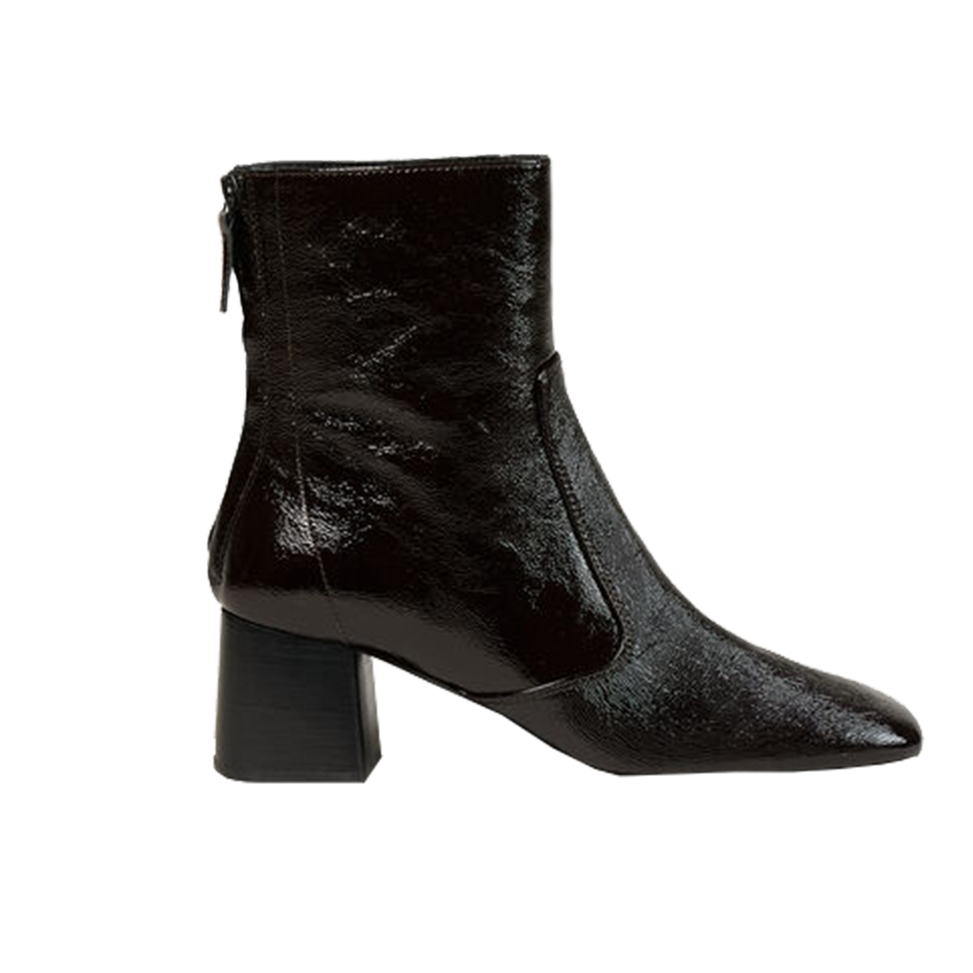 Stiefeletten Aus Craquelé-leder Mit Eckiger Spitze Chocolat Sandro - Damen | Place des Tendances