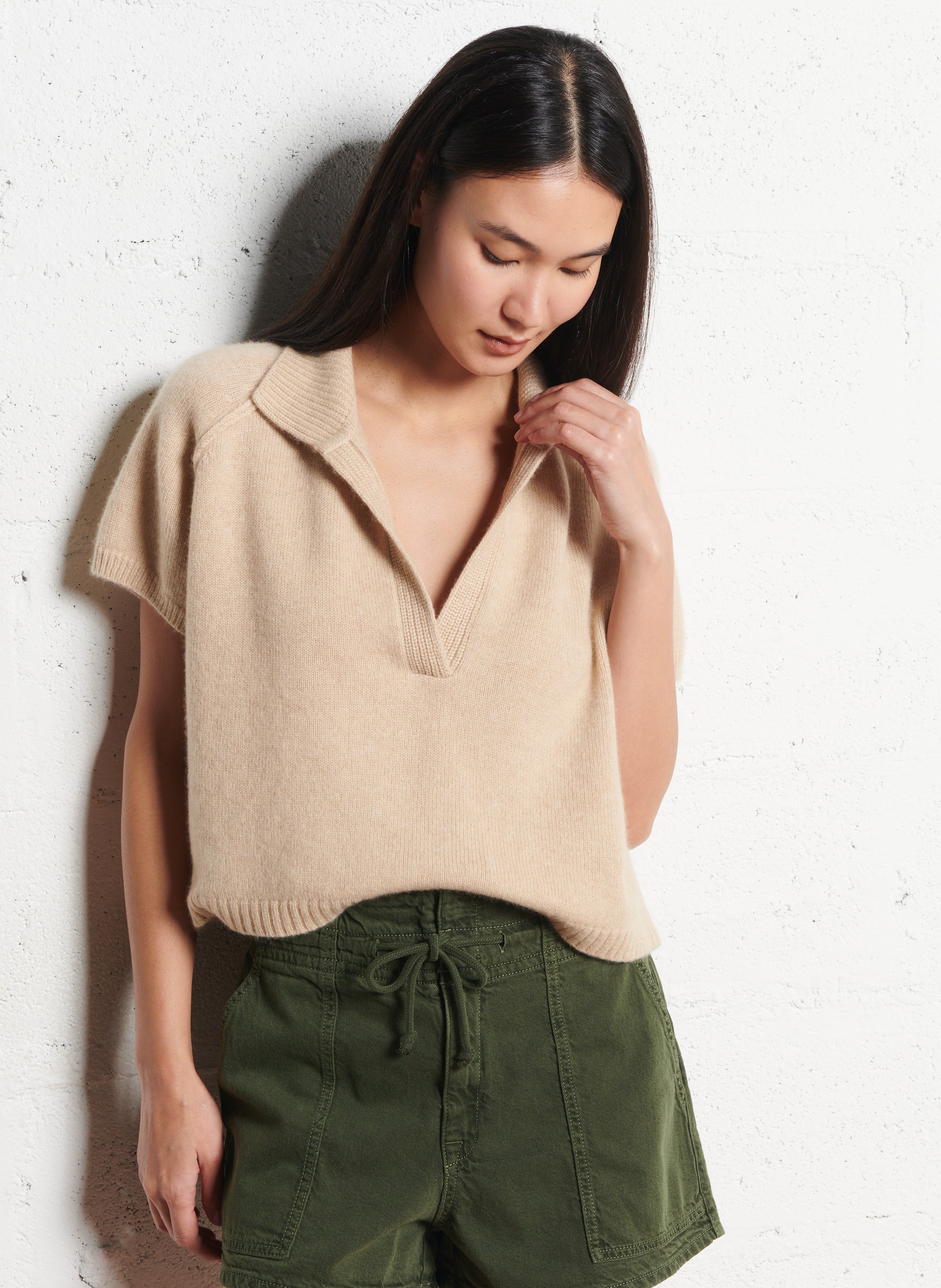 Cashmere short v-neck sweater Organic Kujten - Women F 4557 | Place des ...