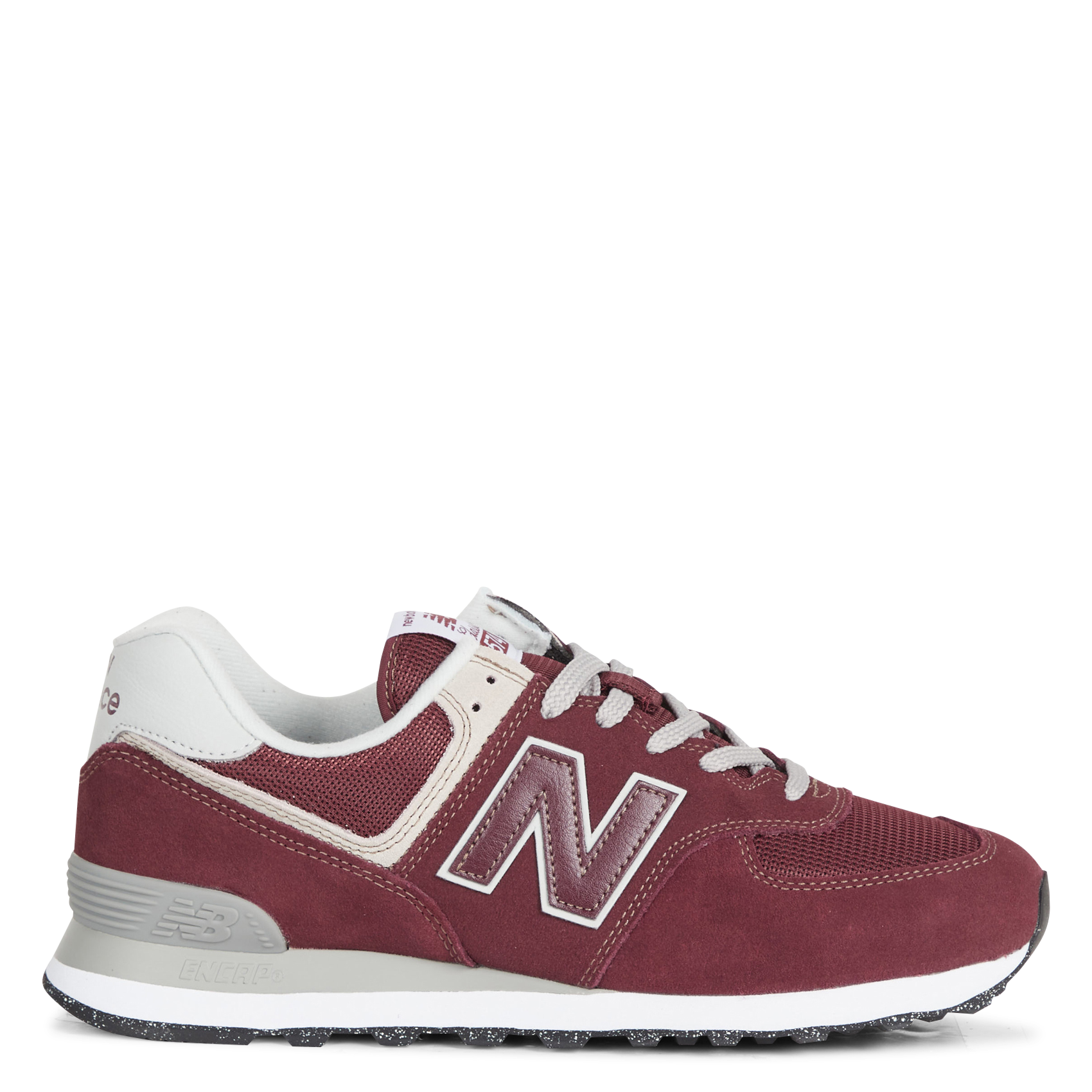 Baskets en cuir velours et mesh 574 Burgundy New Balance - Homme ...