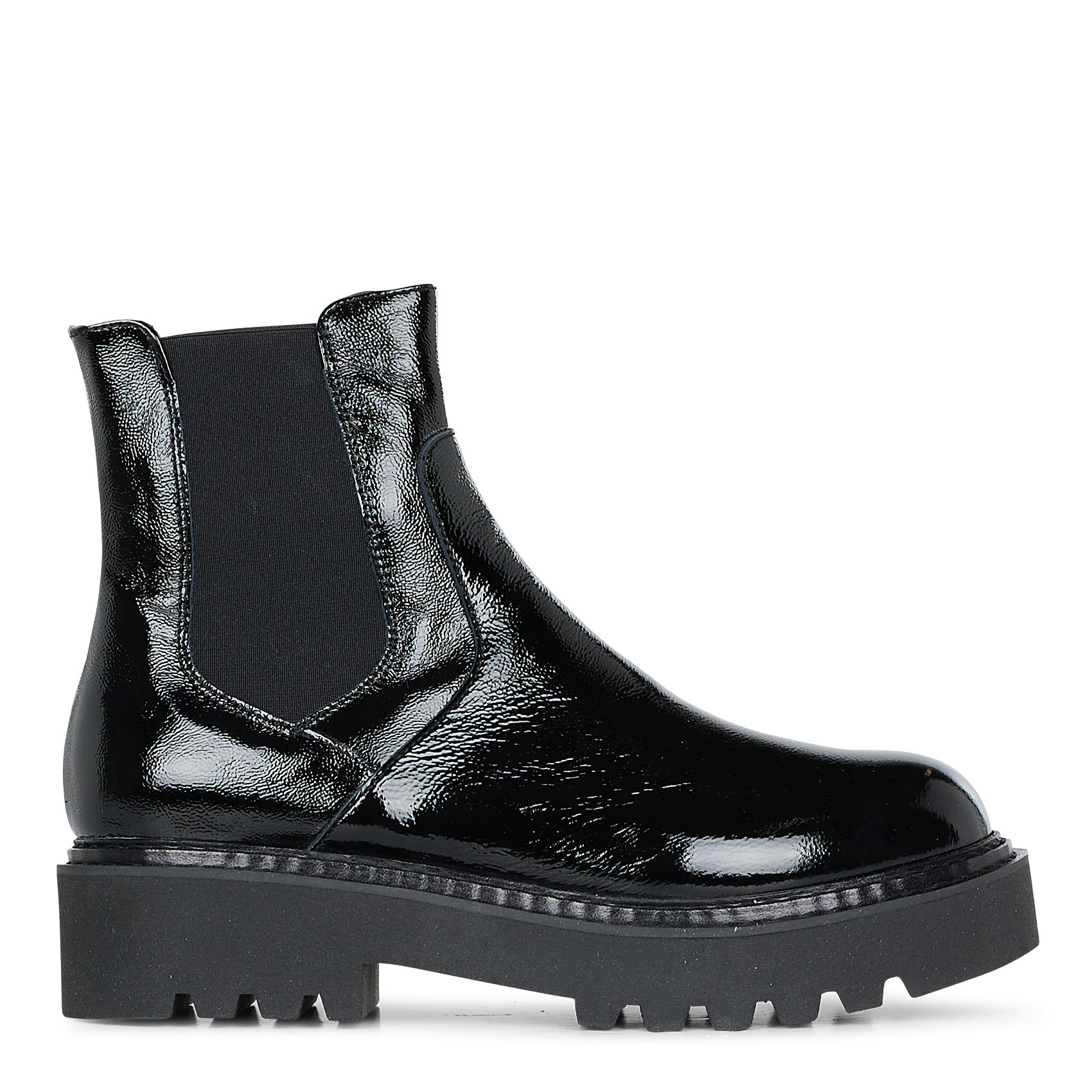 Crinkled Patent Leather Chelsea Boots Black Mellow Yellow - Women ...