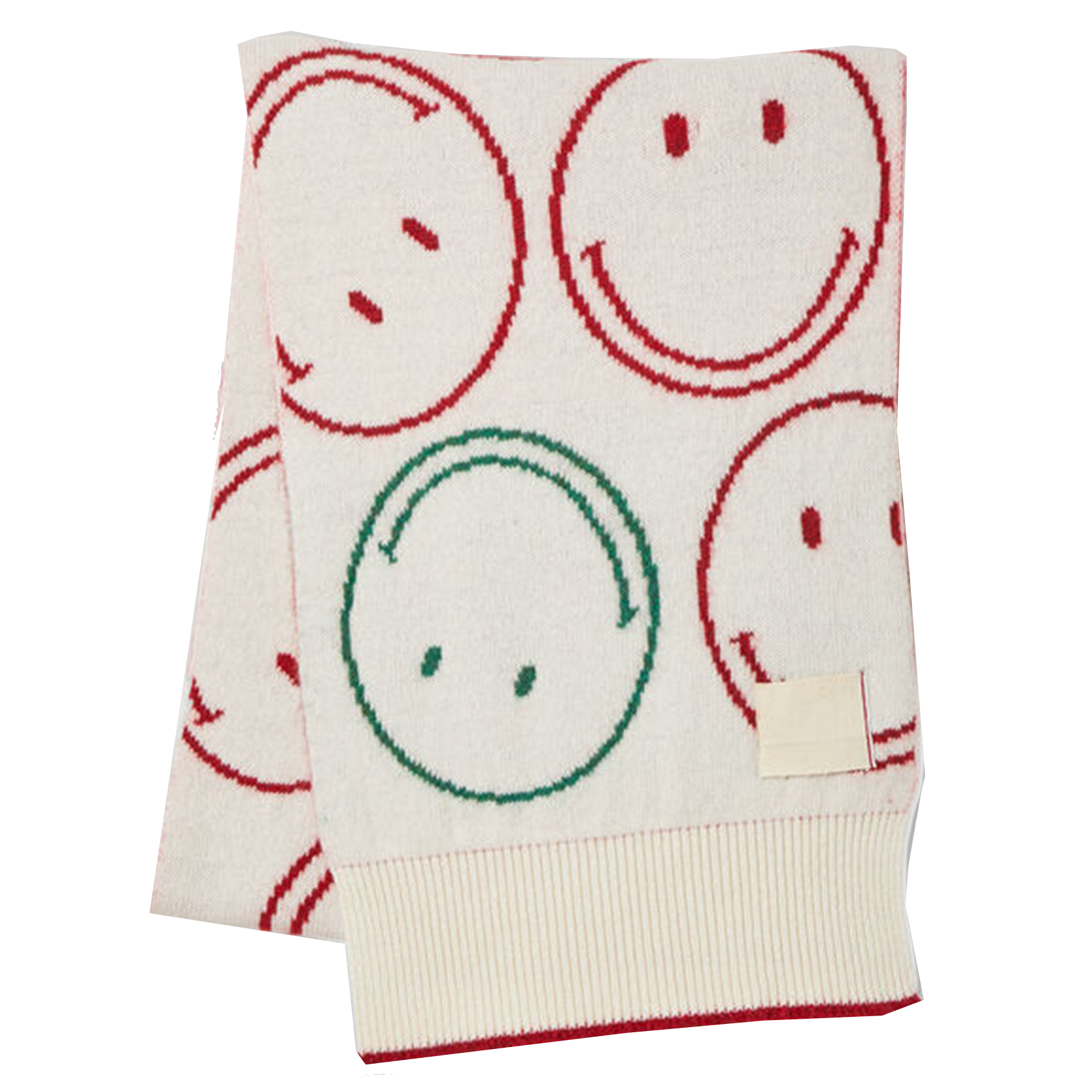 Wool-blend Smiley-face Print Scarf Ecru Sandro - Women | Place des ...
