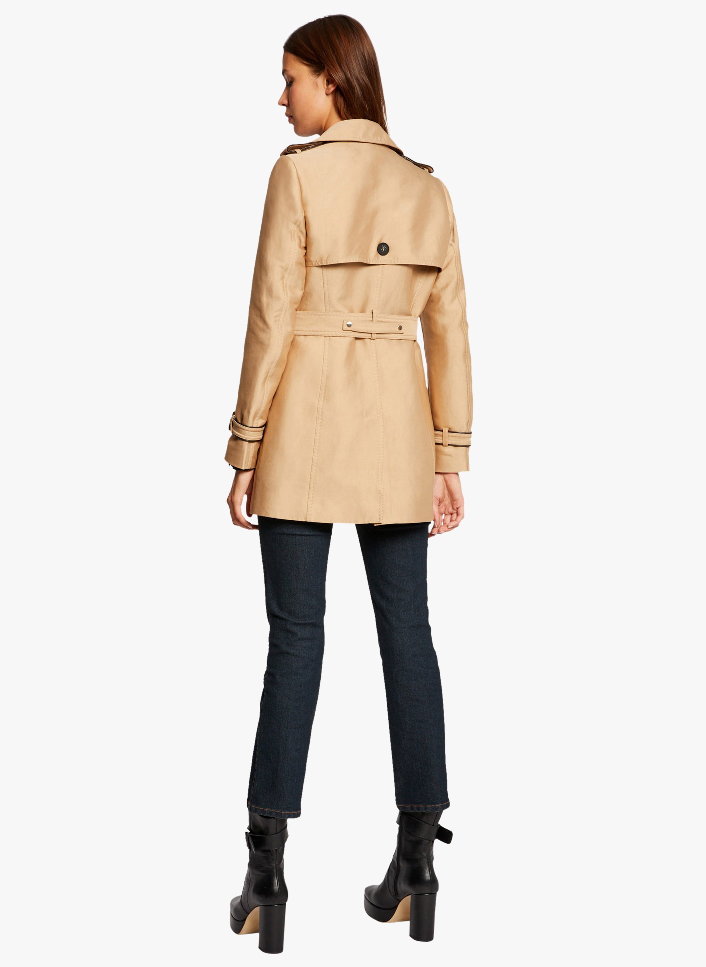 Double-breasted Straight Trench Coat Beige Morgan - Women | Place des ...