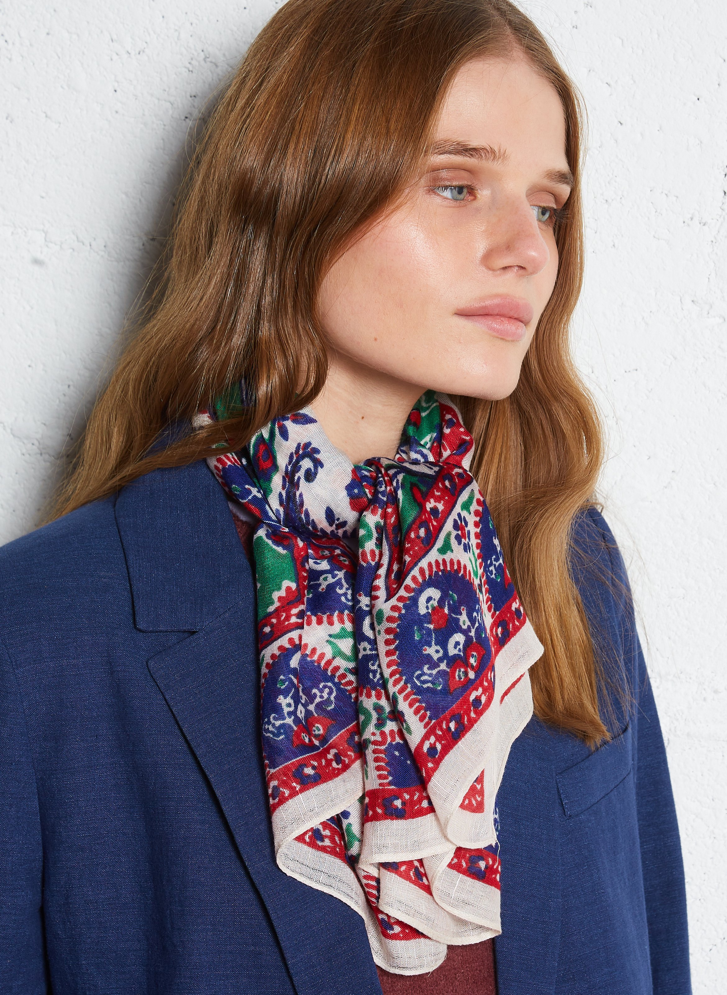 Sheer floral print square floaty scarf Cloud dancer Pieces - Women ...
