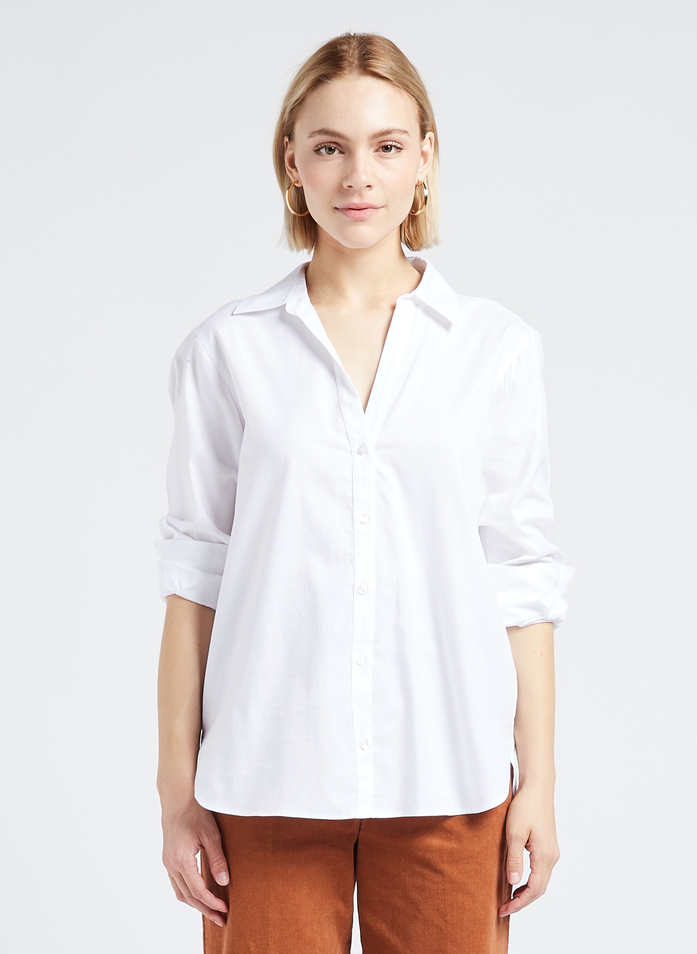 Chemise Col Classique Ample En Coton Mandie Blanc Maison 123 - Femme