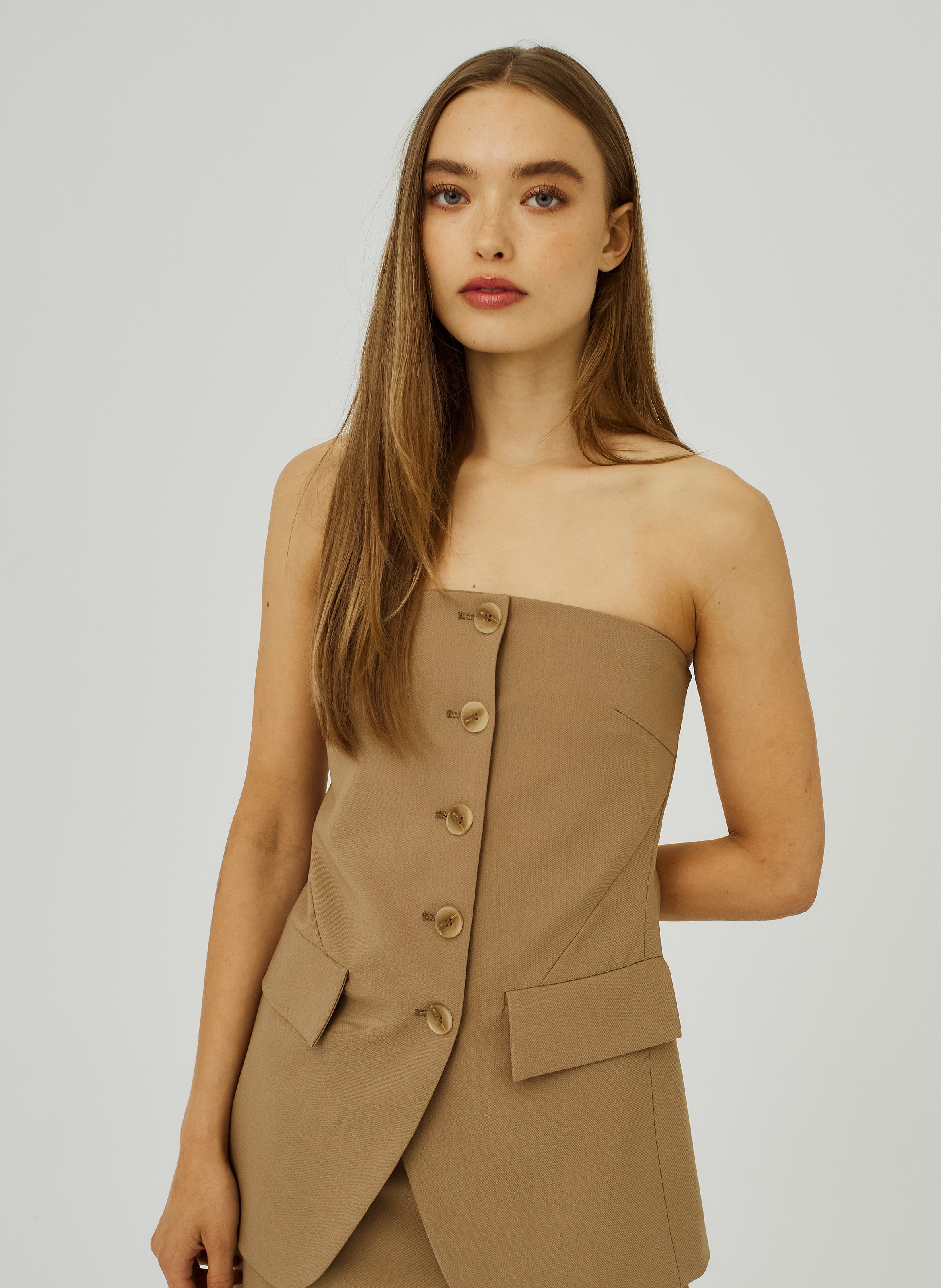 Fitted strapless top Warm beige Norr - Women 11862963 | Place des Tendances